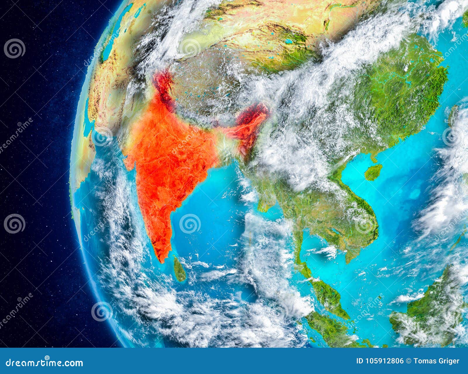 India on Earth from space stock illustration. Illustration of country ...