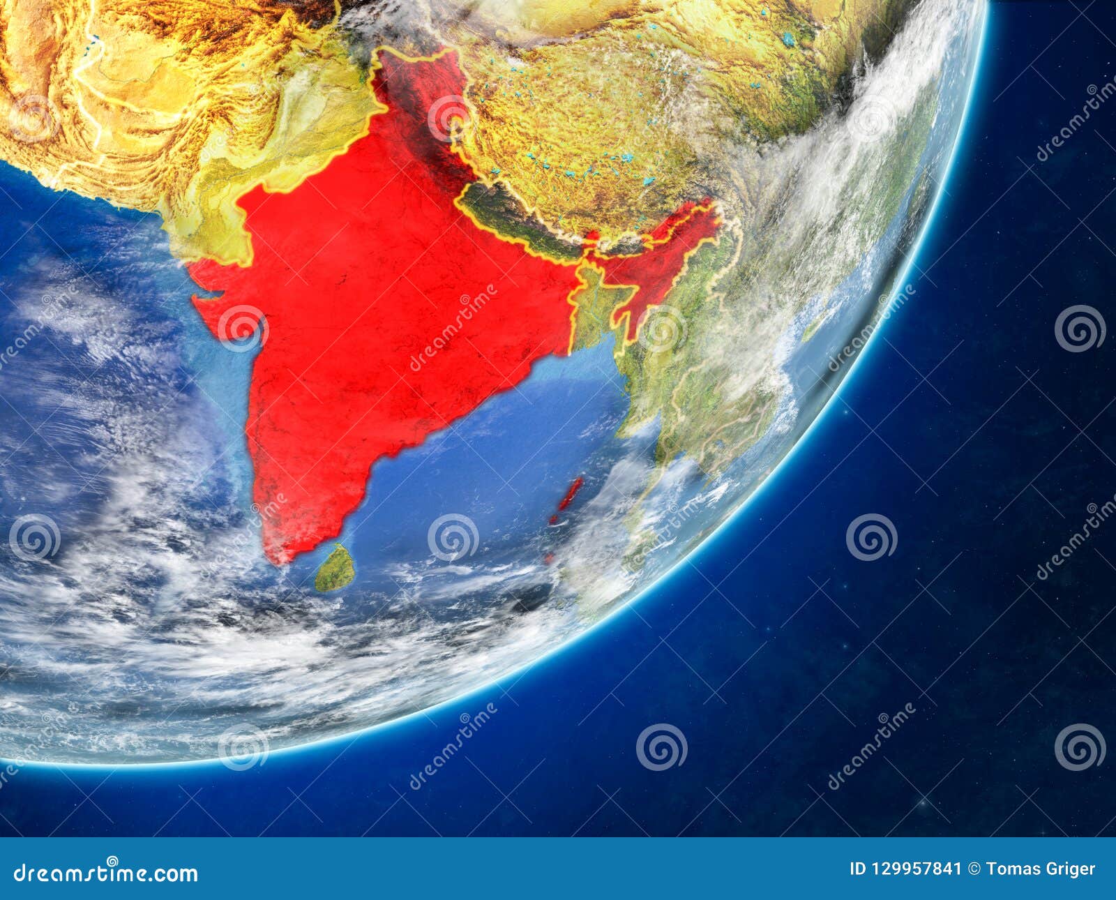 India on Earth from space stock illustration. Illustration of space ...