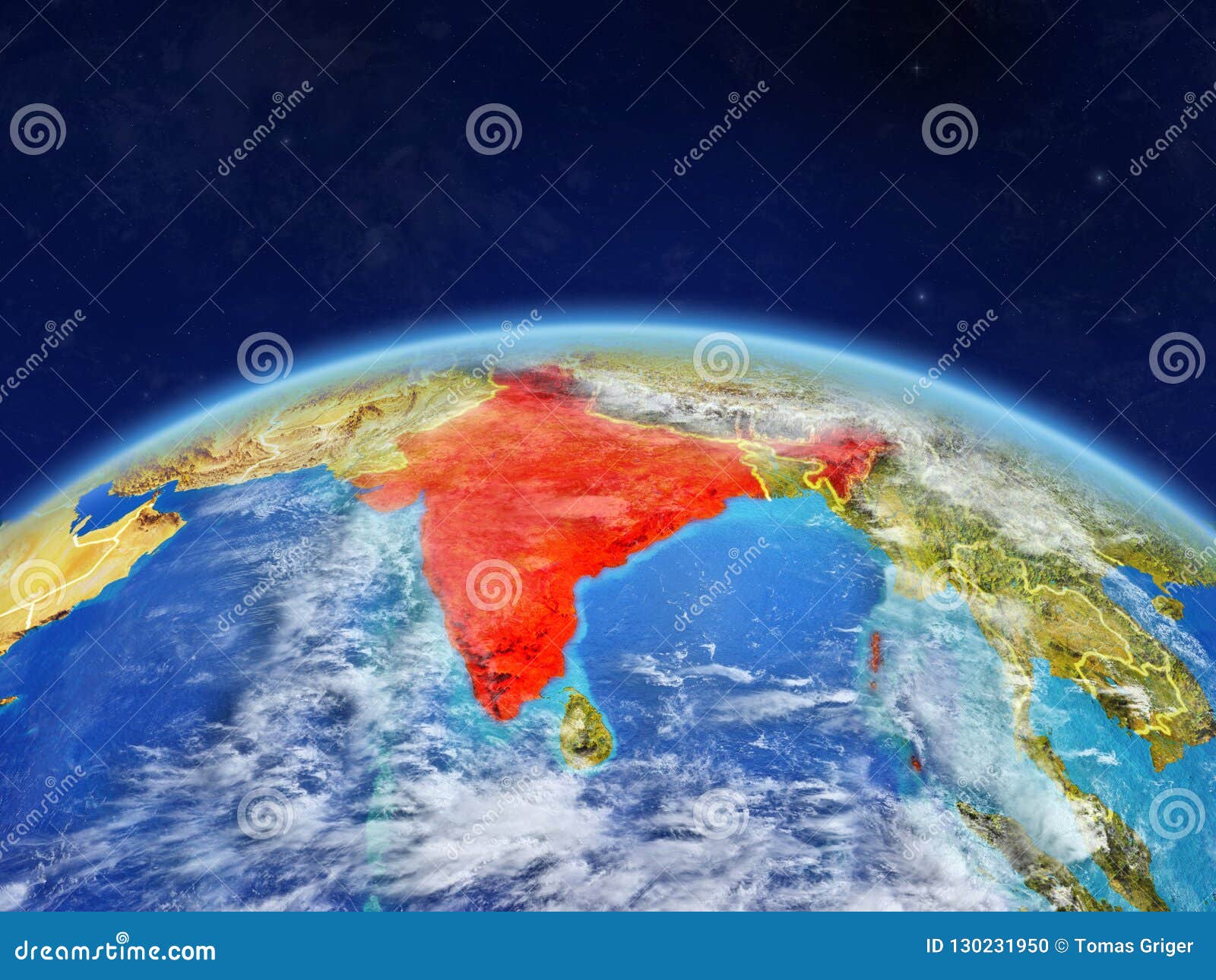 India on Earth from space stock illustration. Illustration of asia ...