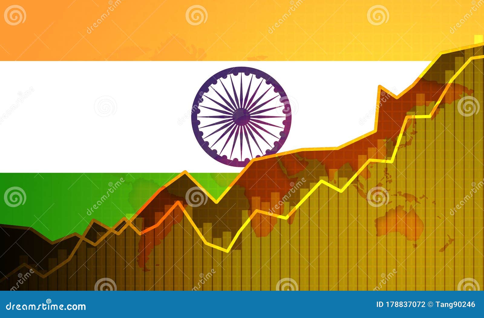 India Economy Growing Up with Graph Chart Stock Illustration ...