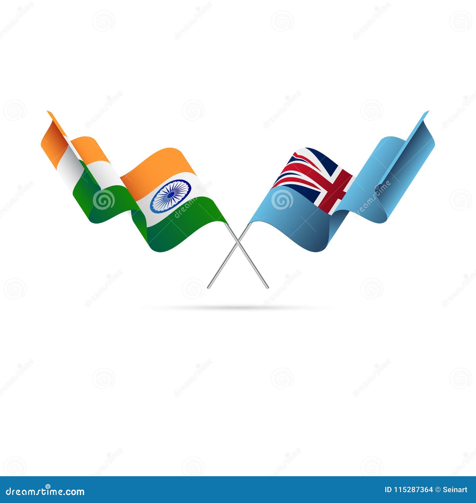 India and Fiji Flags. Vector Illustration. Stock Illustration ...