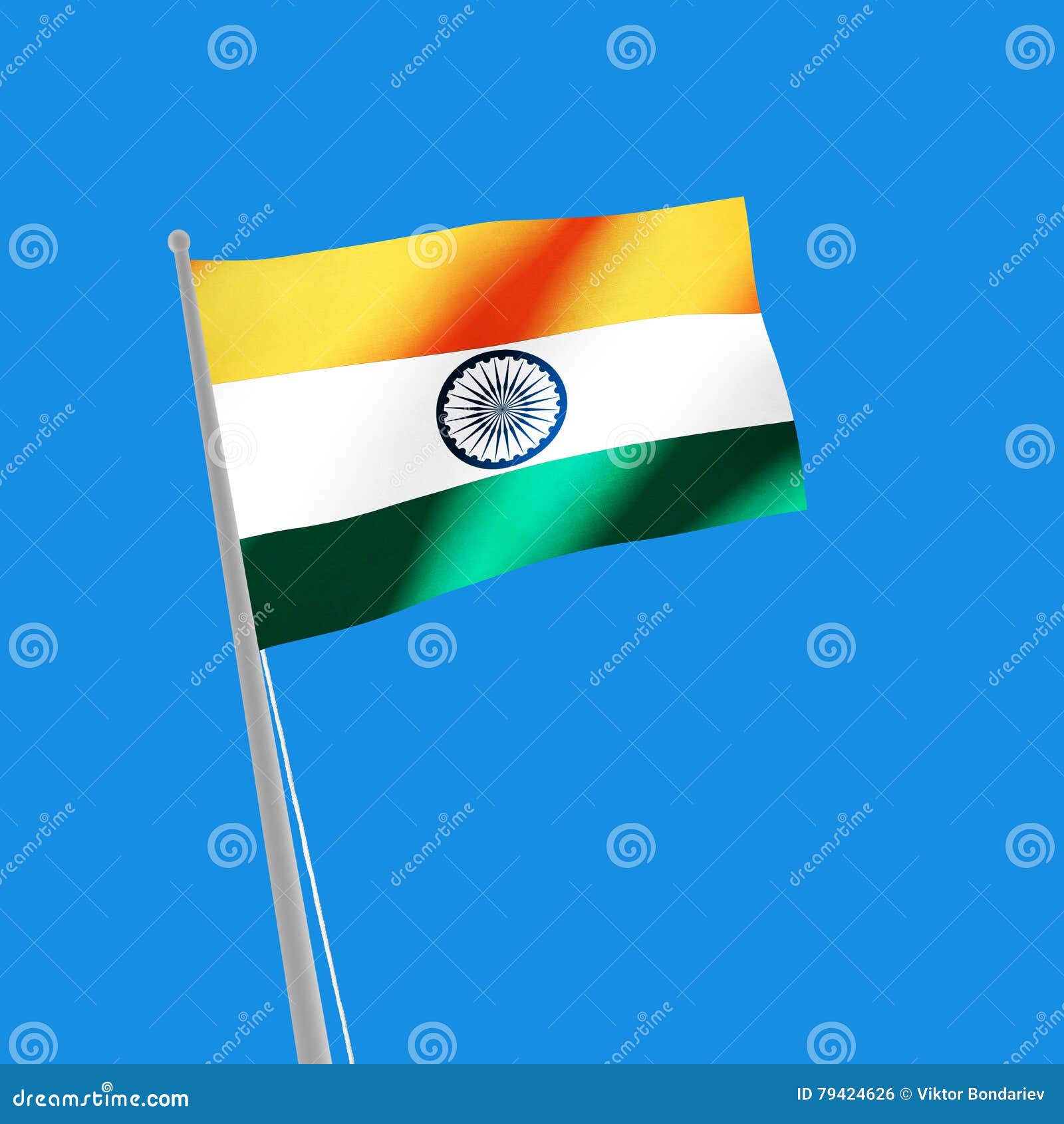 India Flag on Blue Background. 3d Illustration Stock Illustration ...