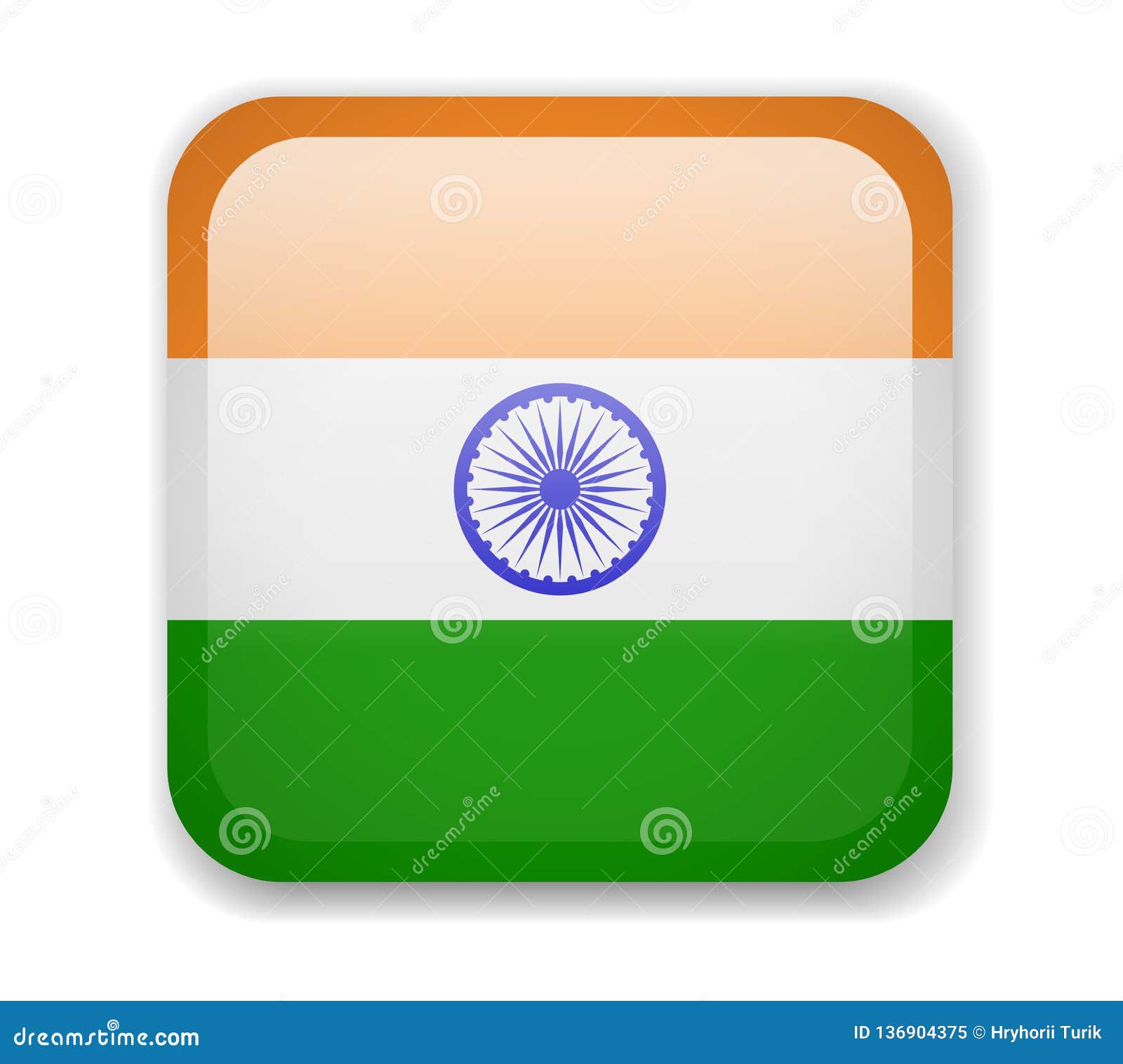 India Flag. Bright Square Icon on a White Background Stock Vector ...