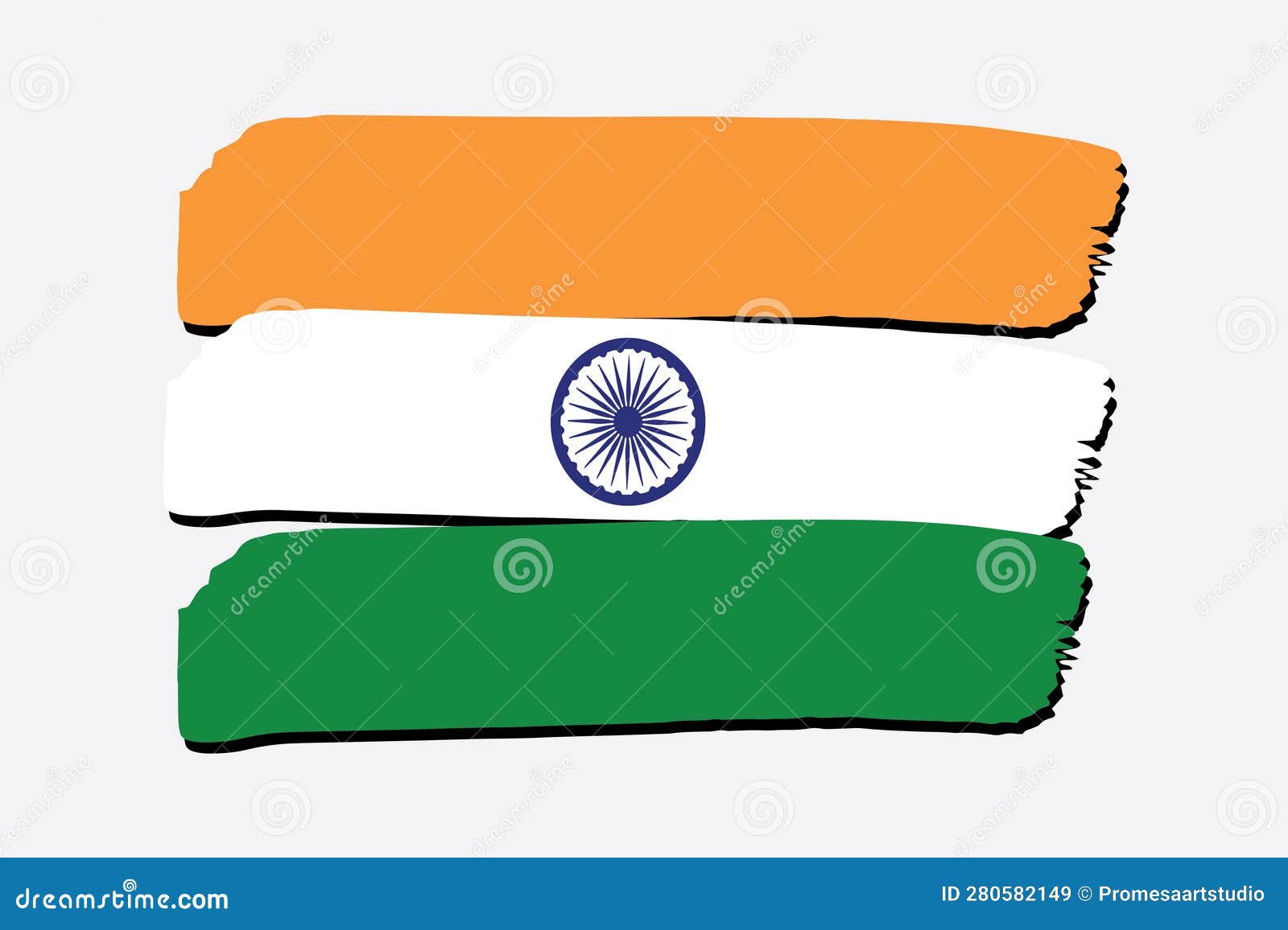 India Flag with Colored Hand Drawn Lines in Vector Format Stock ...