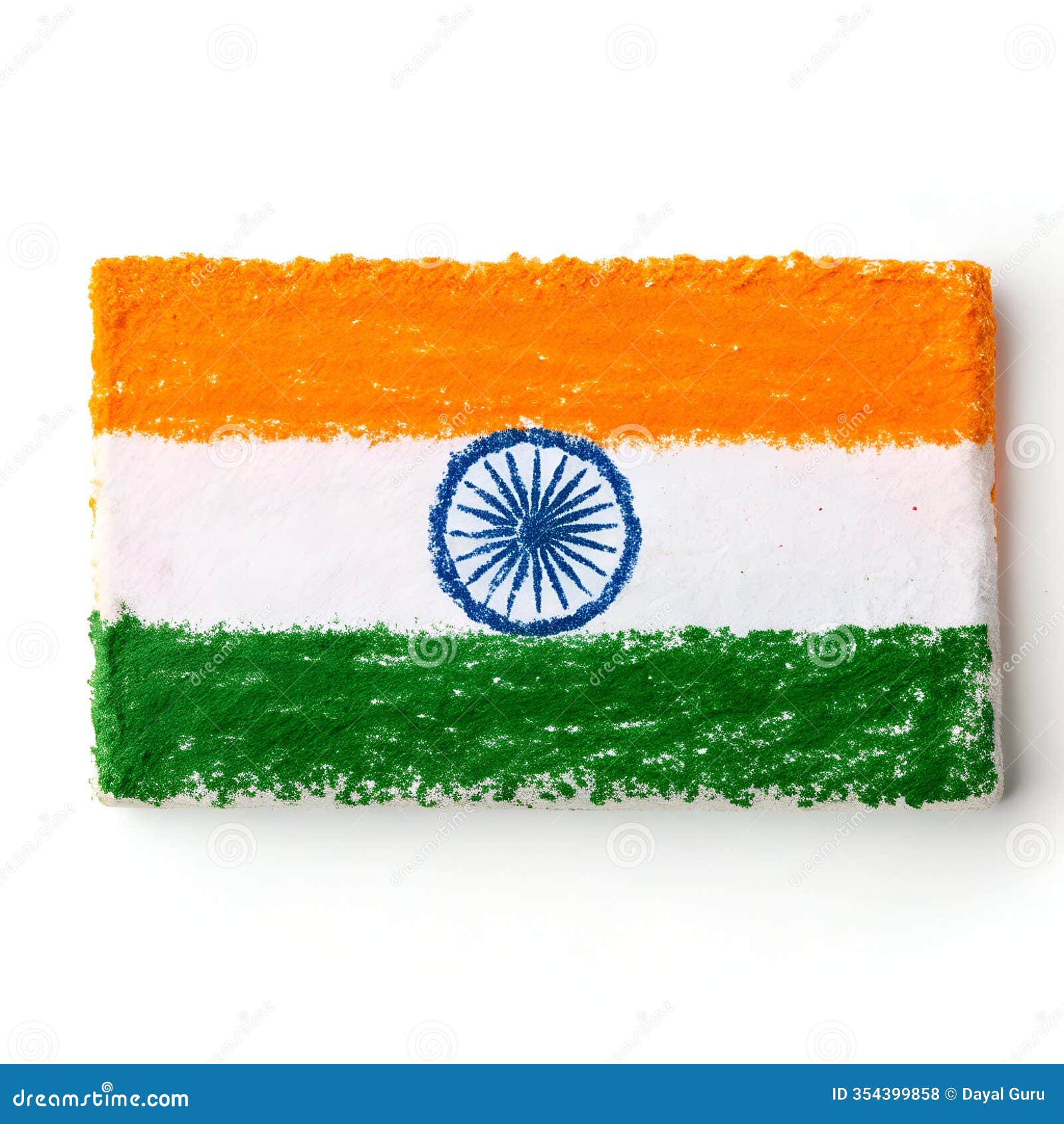 India Flag Crayons Style Isolated on White Background Stock ...