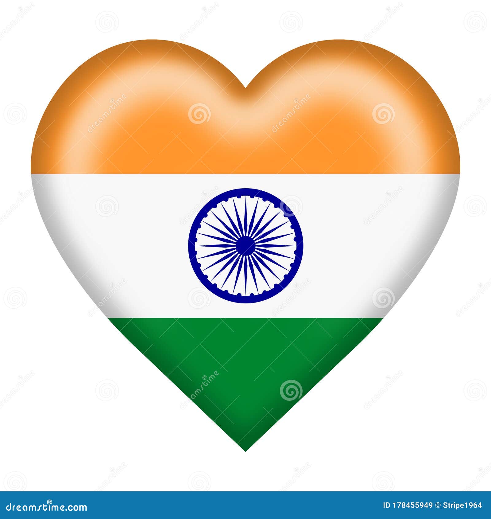 India Flag Heart Button Isolated on White with Clipping Path Stock ...