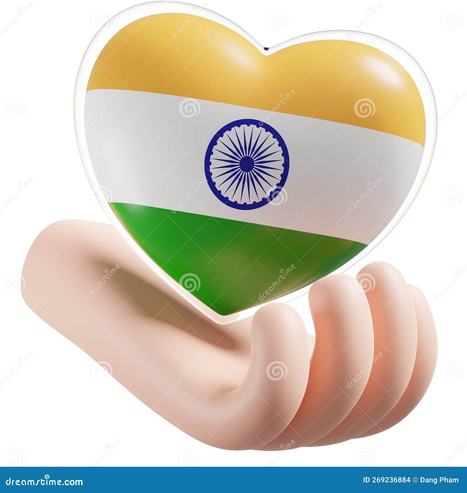 India Flag with Heart Hand Care Stock Photo - Illustration of hand ...