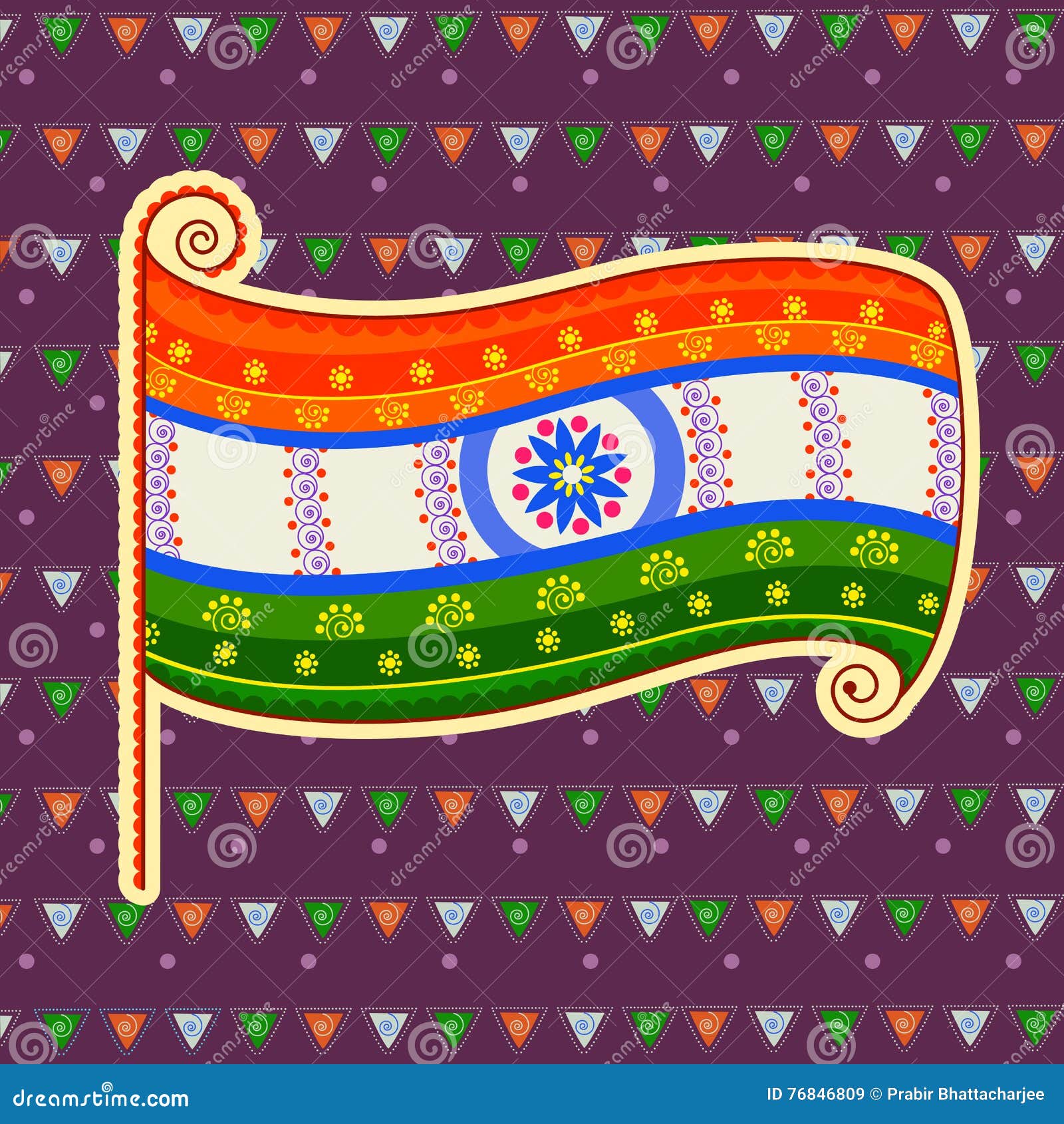 India Flag in Indian Art Style Stock Vector - Illustration of artistic ...