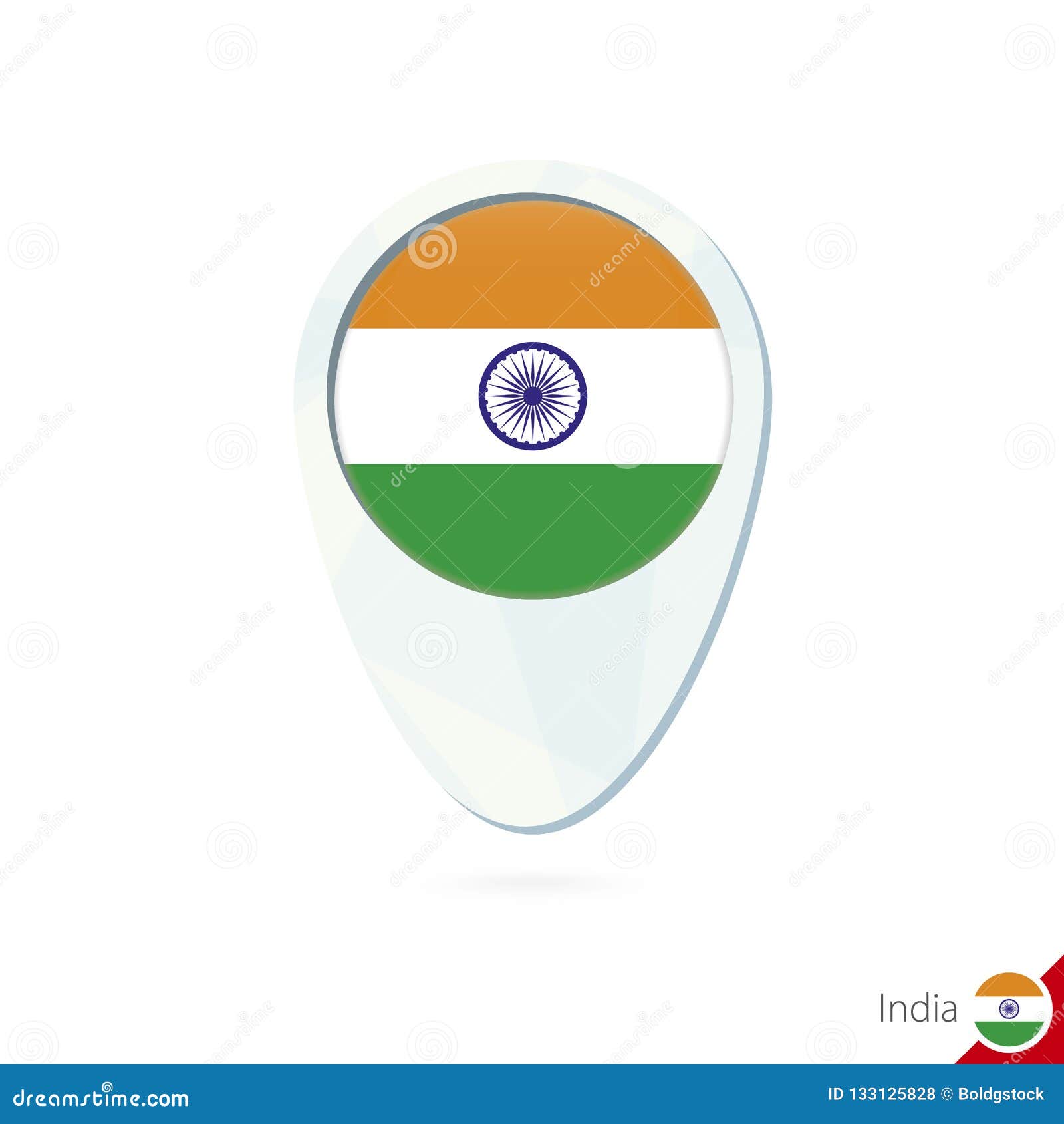 India Flag Location Map Pin Icon on White Background Stock Vector ...