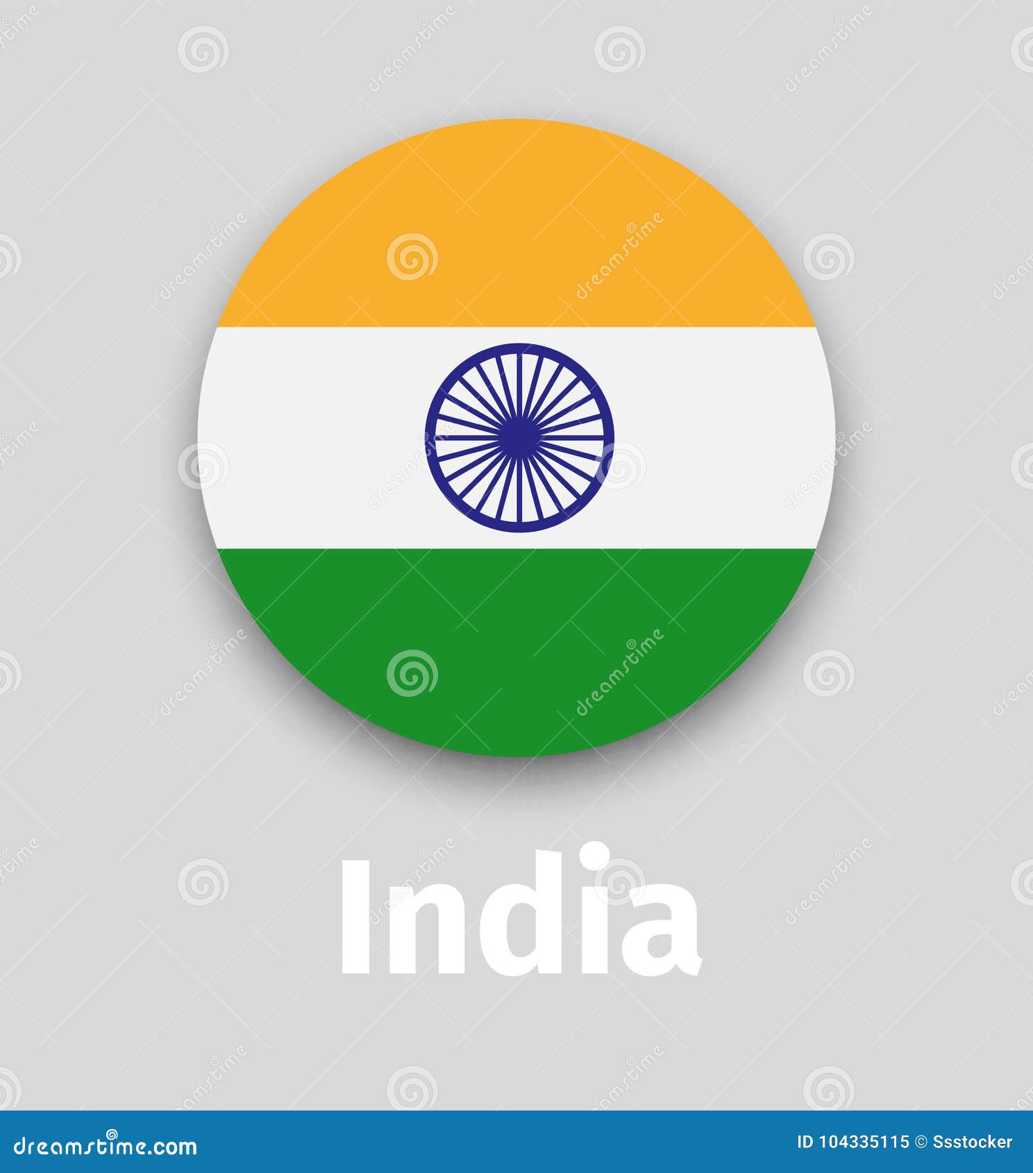 India Flag, Round Icon with Shadow Stock Vector - Illustration of green ...