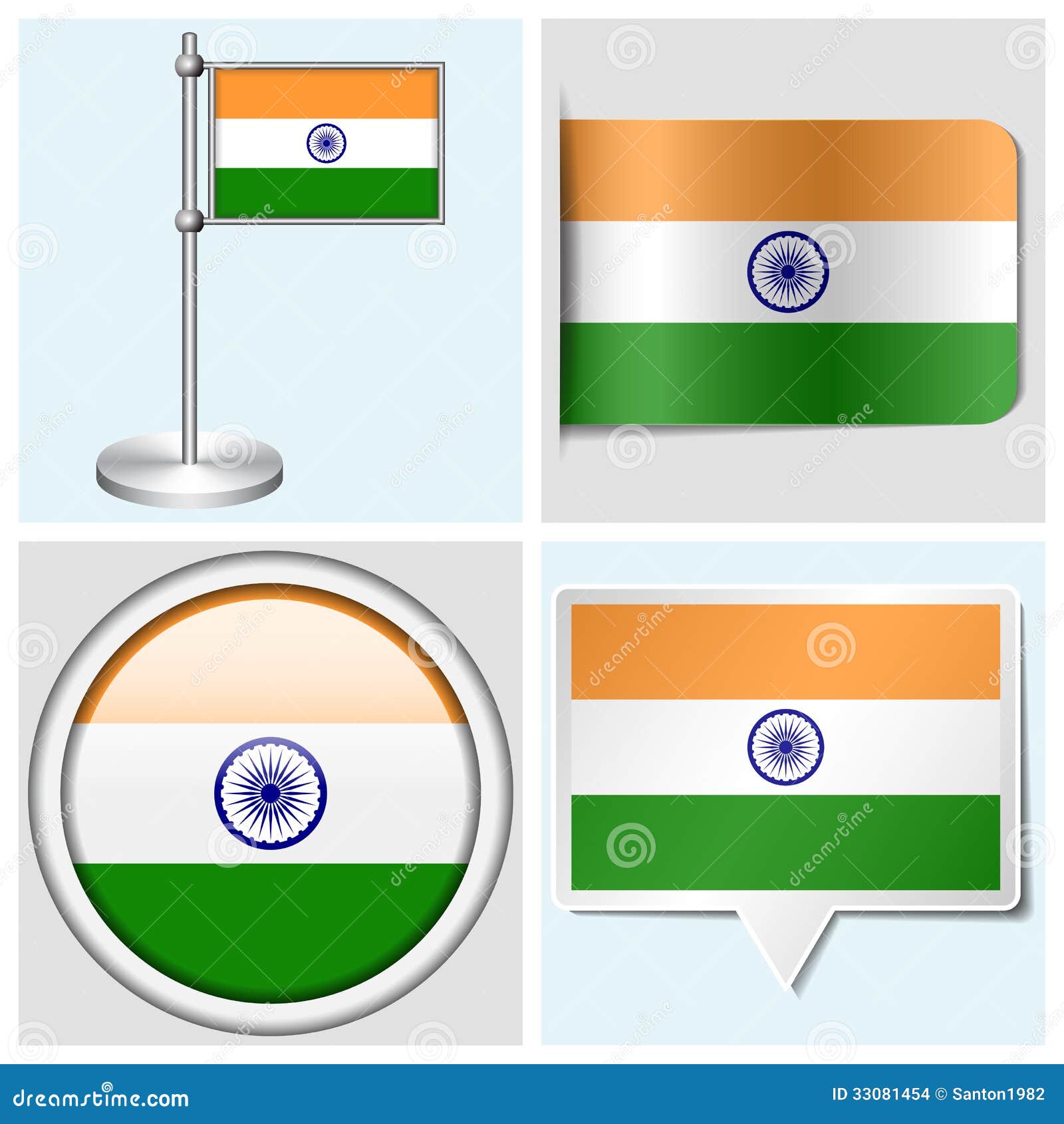 India Flag - Set of Sticker, Button, Label Stock Vector - Illustration ...