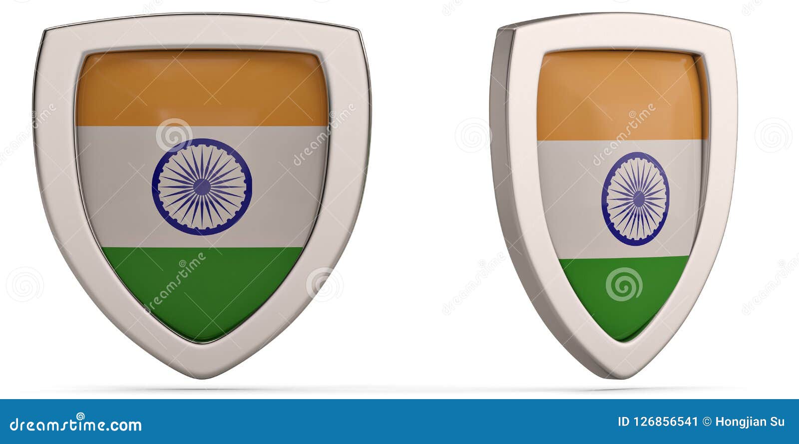 India Flag Shield Symbol Isolated on White Background. 3D Illustration ...