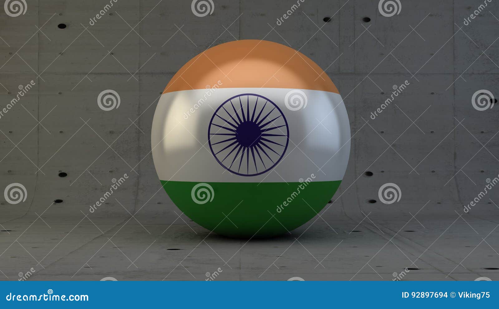India Flag Sphere Icon Isolated in Concrete Room Stock Illustration ...