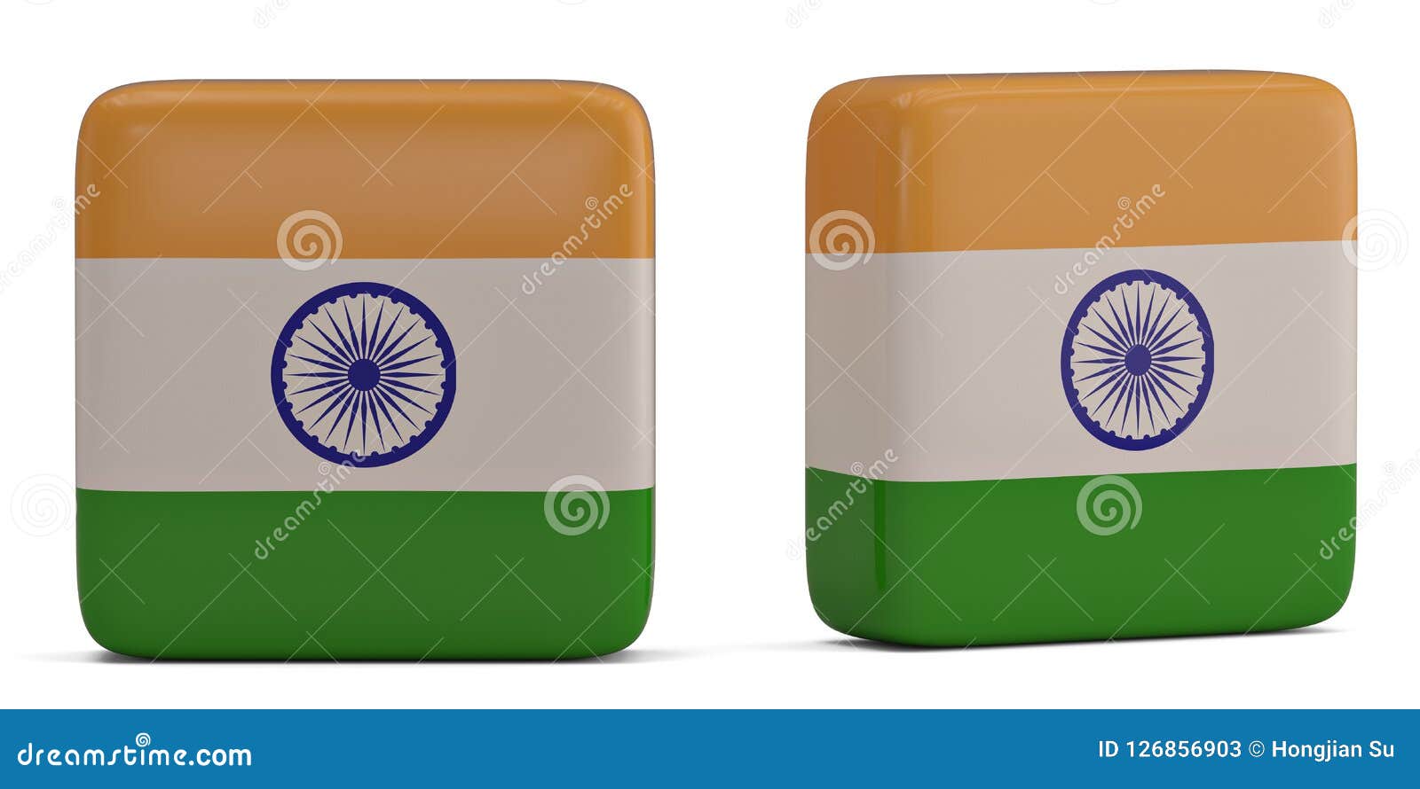 India Flag Square Symbol Isolated on White Background. 3D Illustration ...