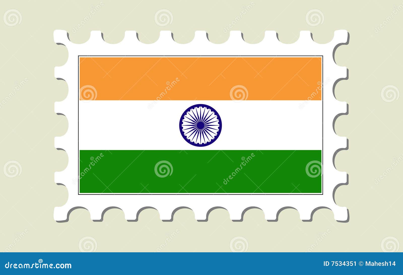 India Flag Stamp stock vector. Illustration of hindu, green - 7534351