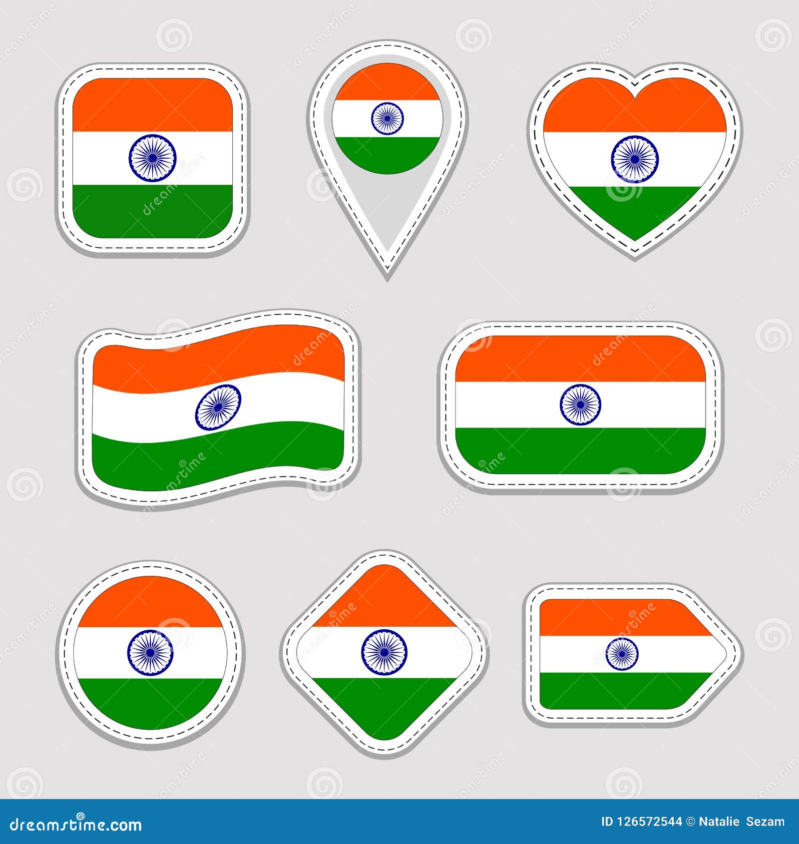 India Flag Vector Set Indian National Flags Stickers Collection