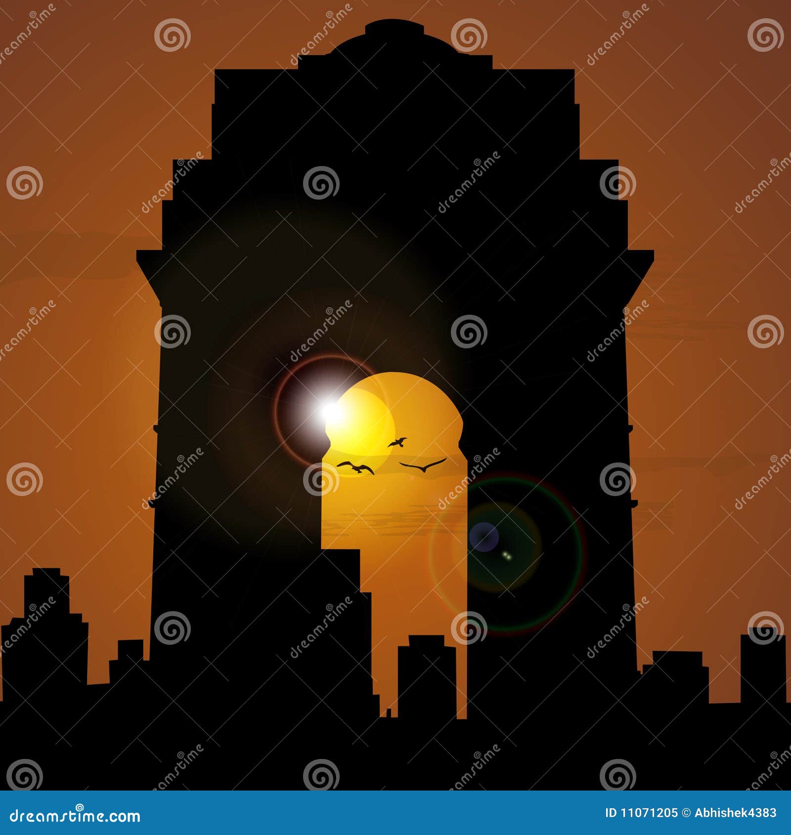 India Gate, New Delhi, India Stock Illustration - Illustration of india ...