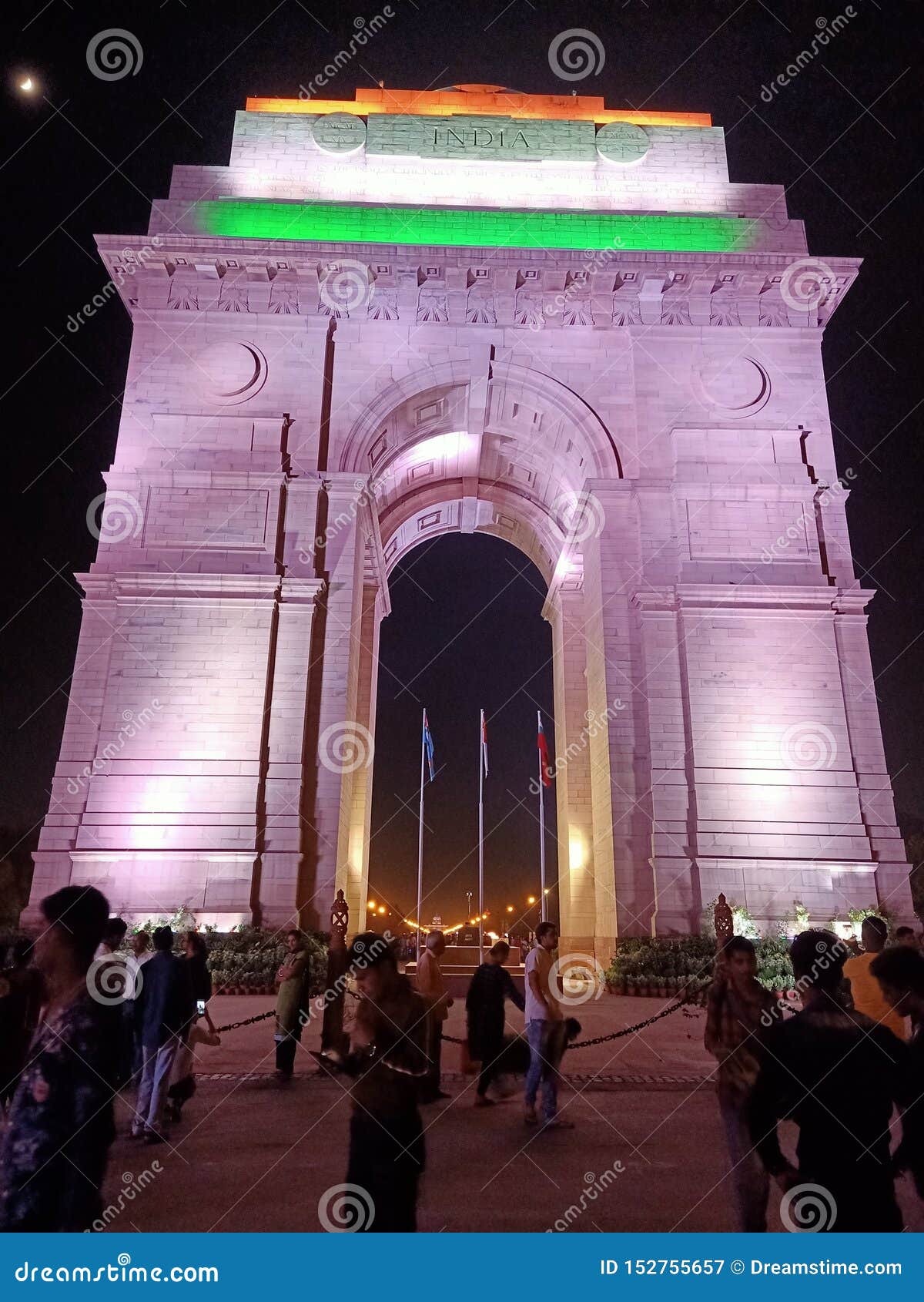 India Gate at Night editorial photography. Image of touristplace ...