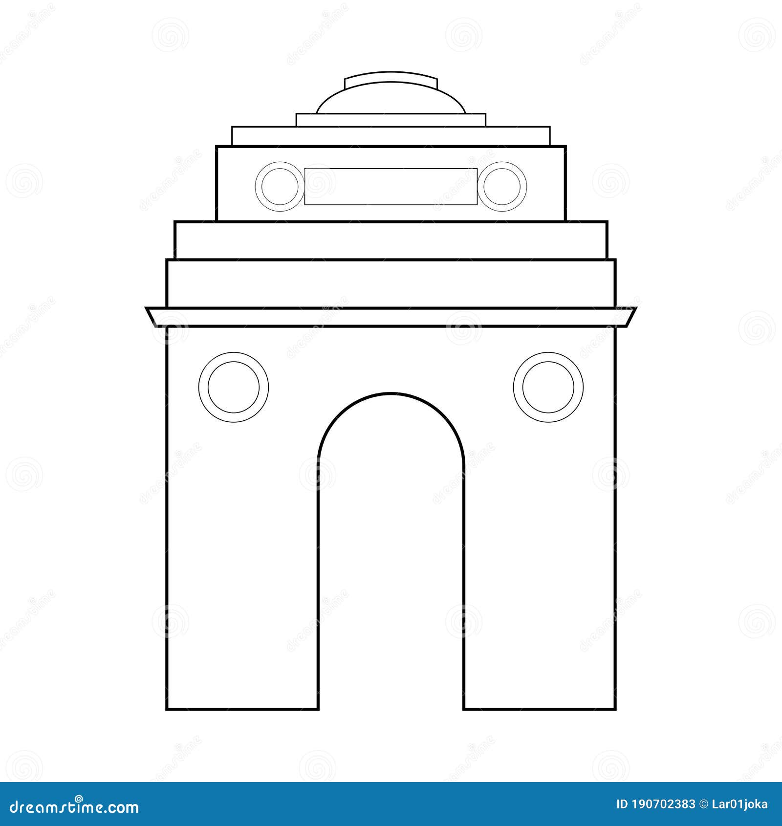 India gate outline stock vector. Illustration of tourism - 190702383