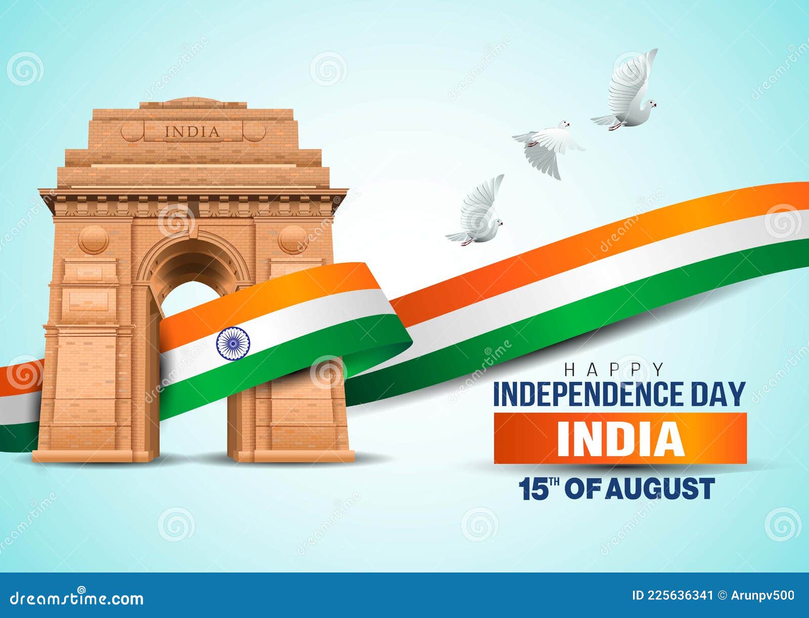 India Gatevector Illustration of Happy Independence Day in India ...