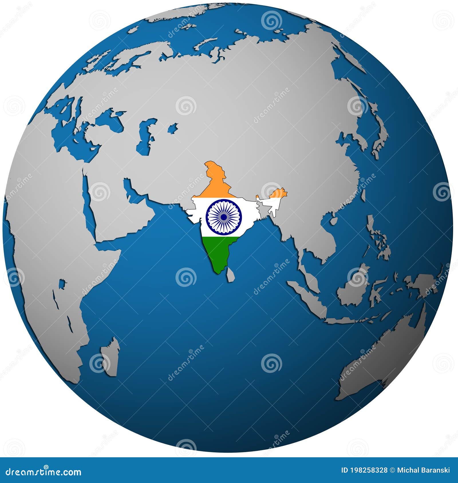 India on globe map stock illustration. Illustration of nation - 198258328