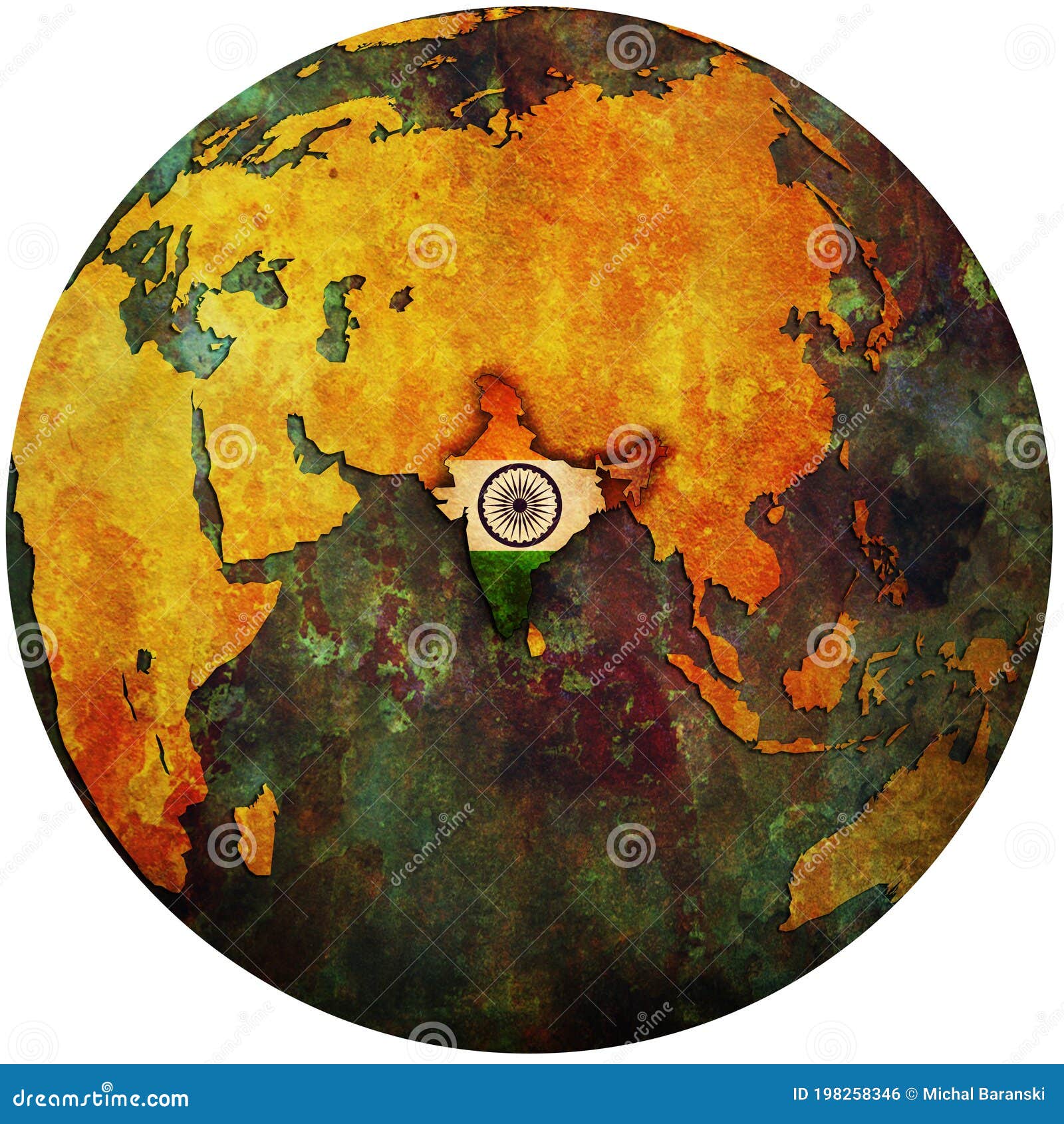 India on globe map stock illustration. Illustration of border - 198258346