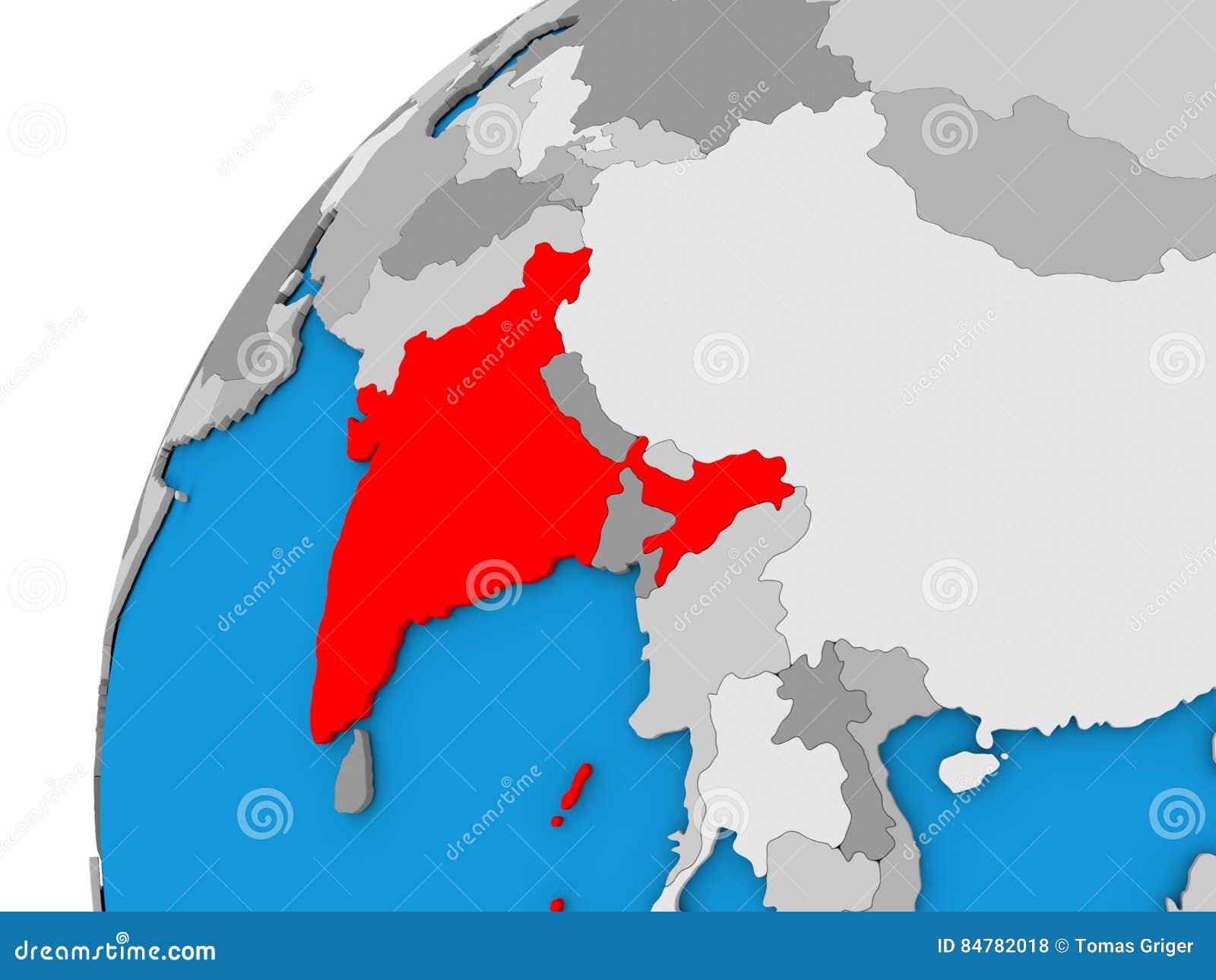 India on globe in red stock illustration. Illustration of national ...