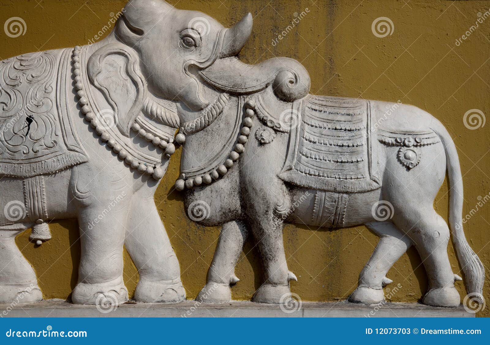 India - Goa - Elephant Bass-relief Stock Image - Image of temple ...