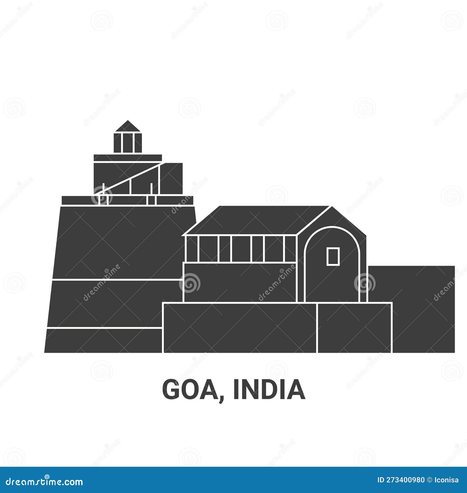 India, Goa Travel Landmark Vector Illustration Stock Vector ...