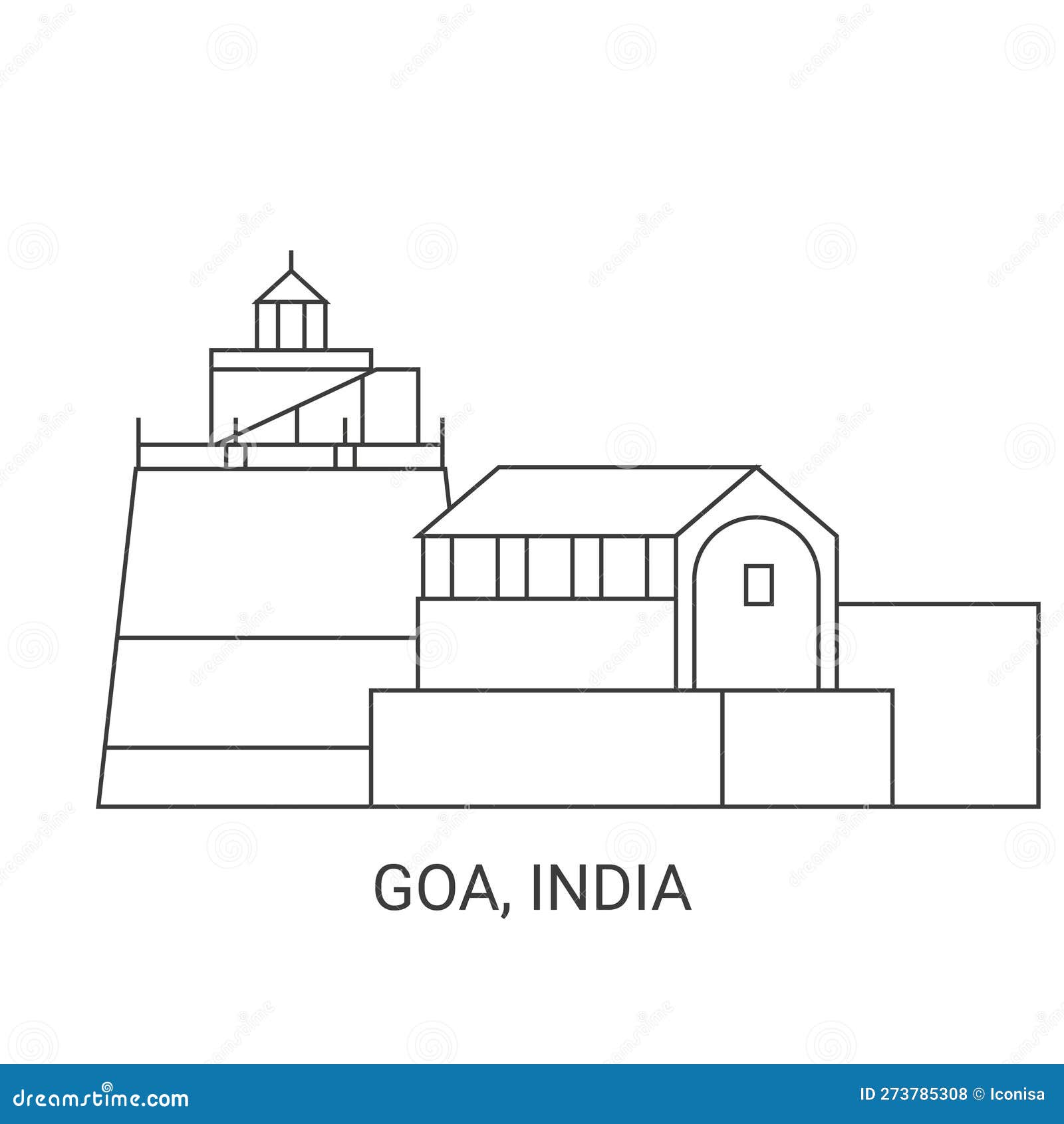 India, Goa Travel Landmark Vector Illustration Stock Vector ...