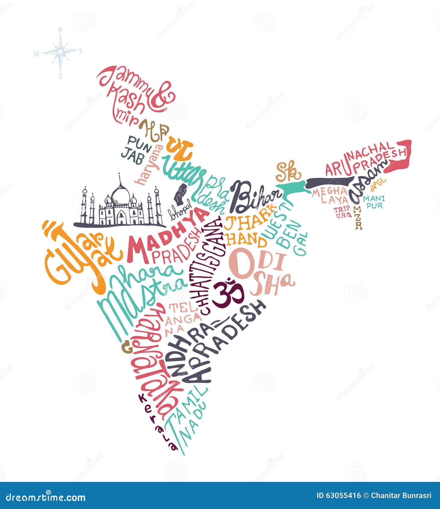 India Hand Drawn Map Illustration. | CartoonDealer.com #63055416