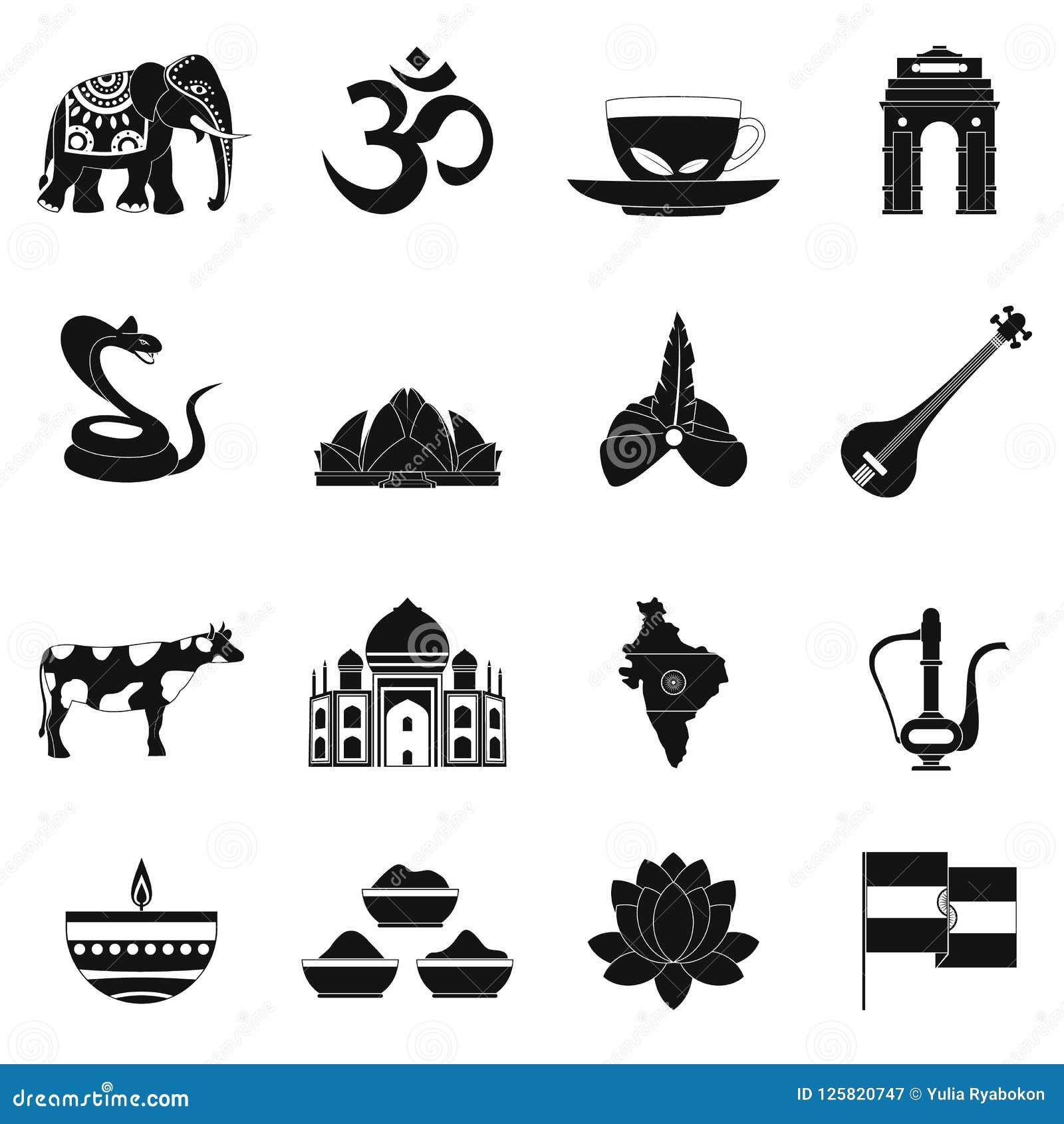 India Icons Set. Indian Attractions, Line Design. Tourism In India ...
