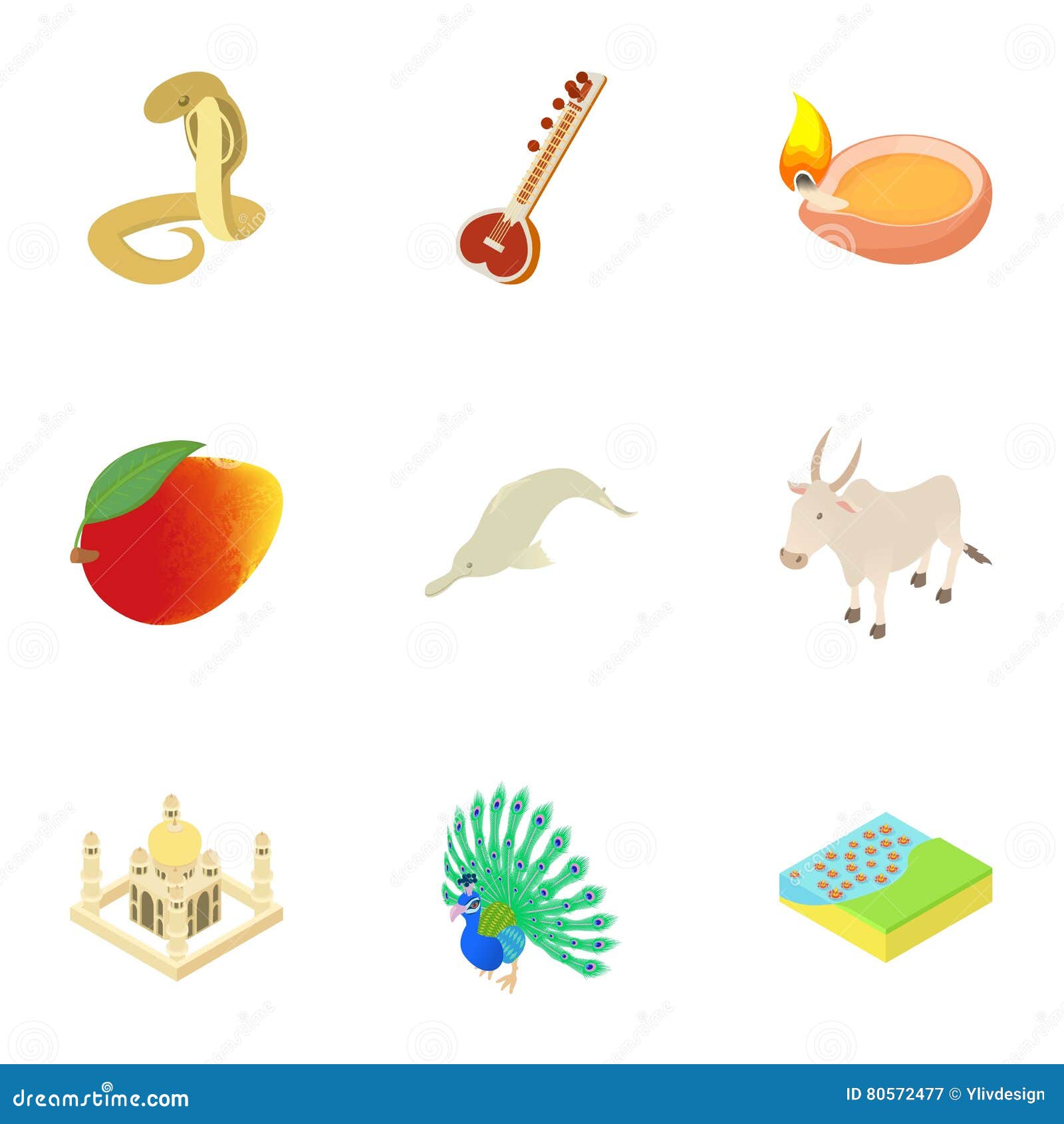 India Icons Set, Cartoon Style Stock Vector - Illustration of ...