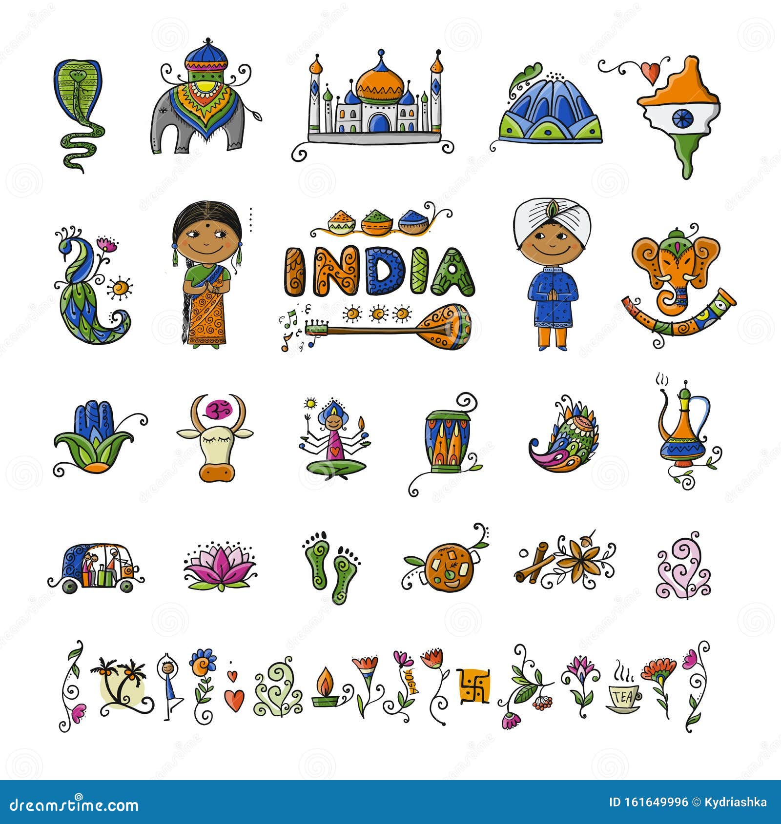 India Icons Set. Indian Attractions, Line Design. Tourism In India ...