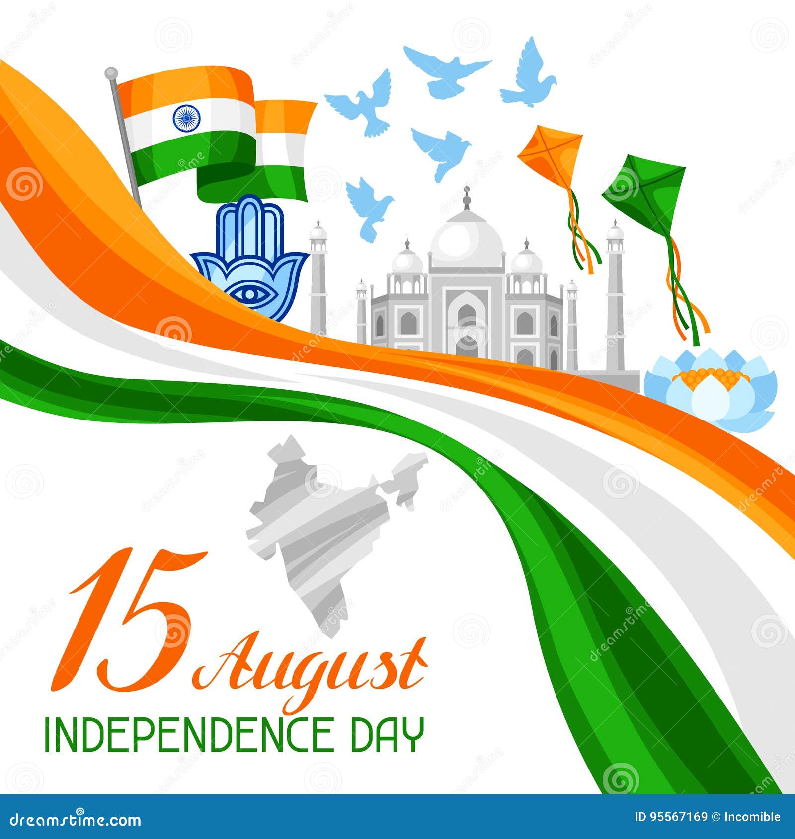 India Independence Day Greeting Card. Celebration 15 Th of August Stock ...