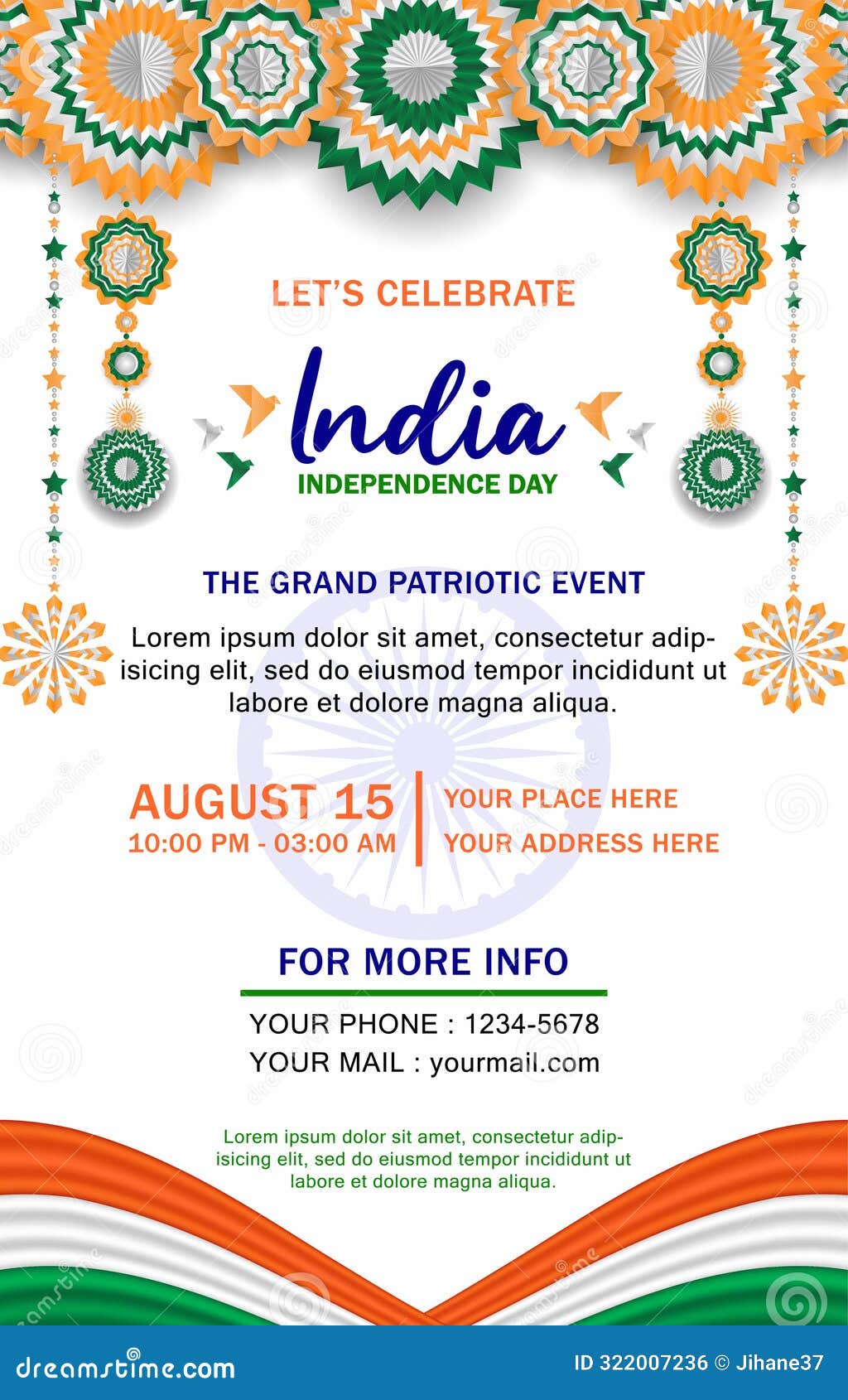 India Independence Day Poster Stock Illustration - Illustration of ...