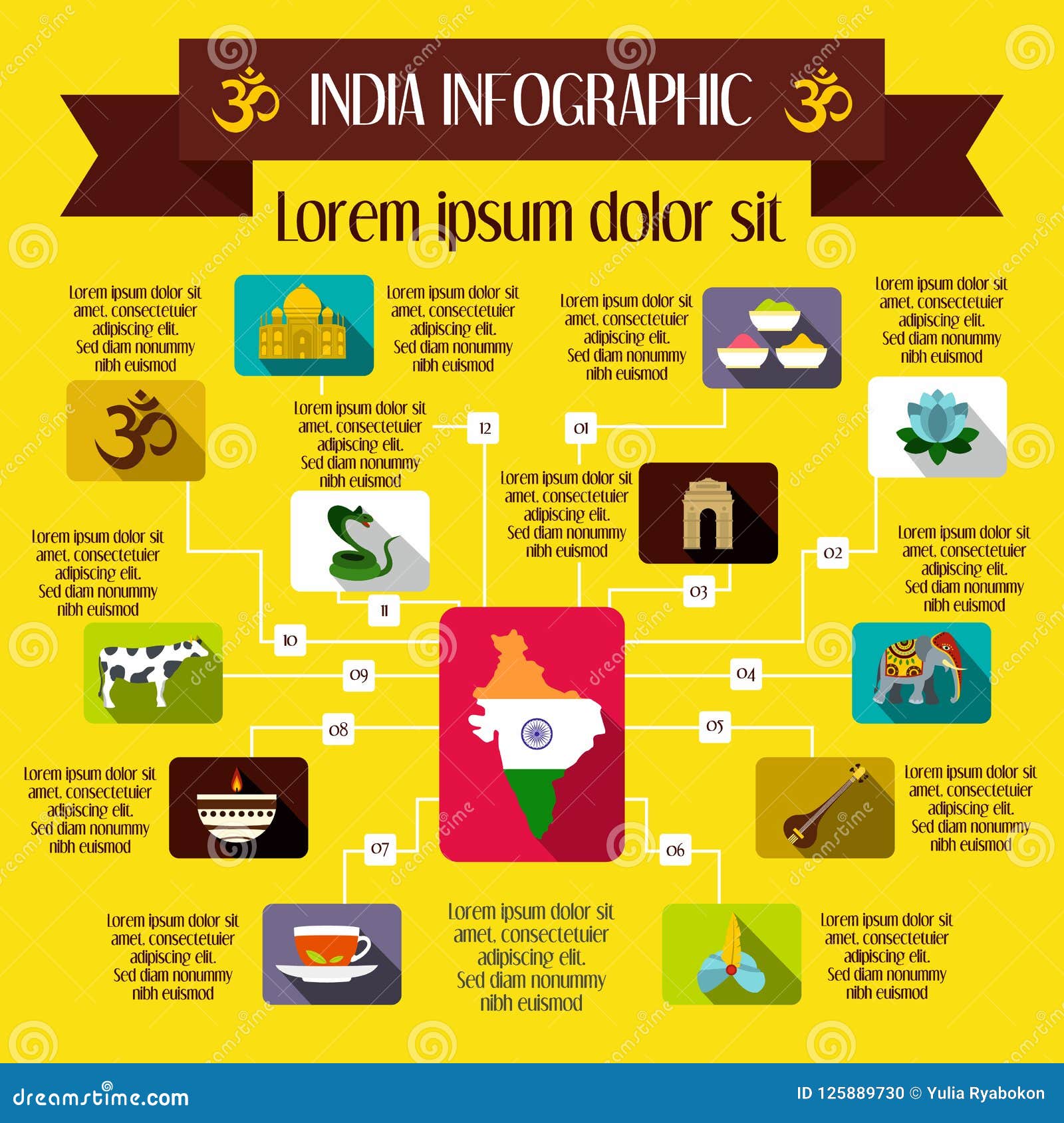 India Infographic Elements, Flat Style Stock Illustration ...