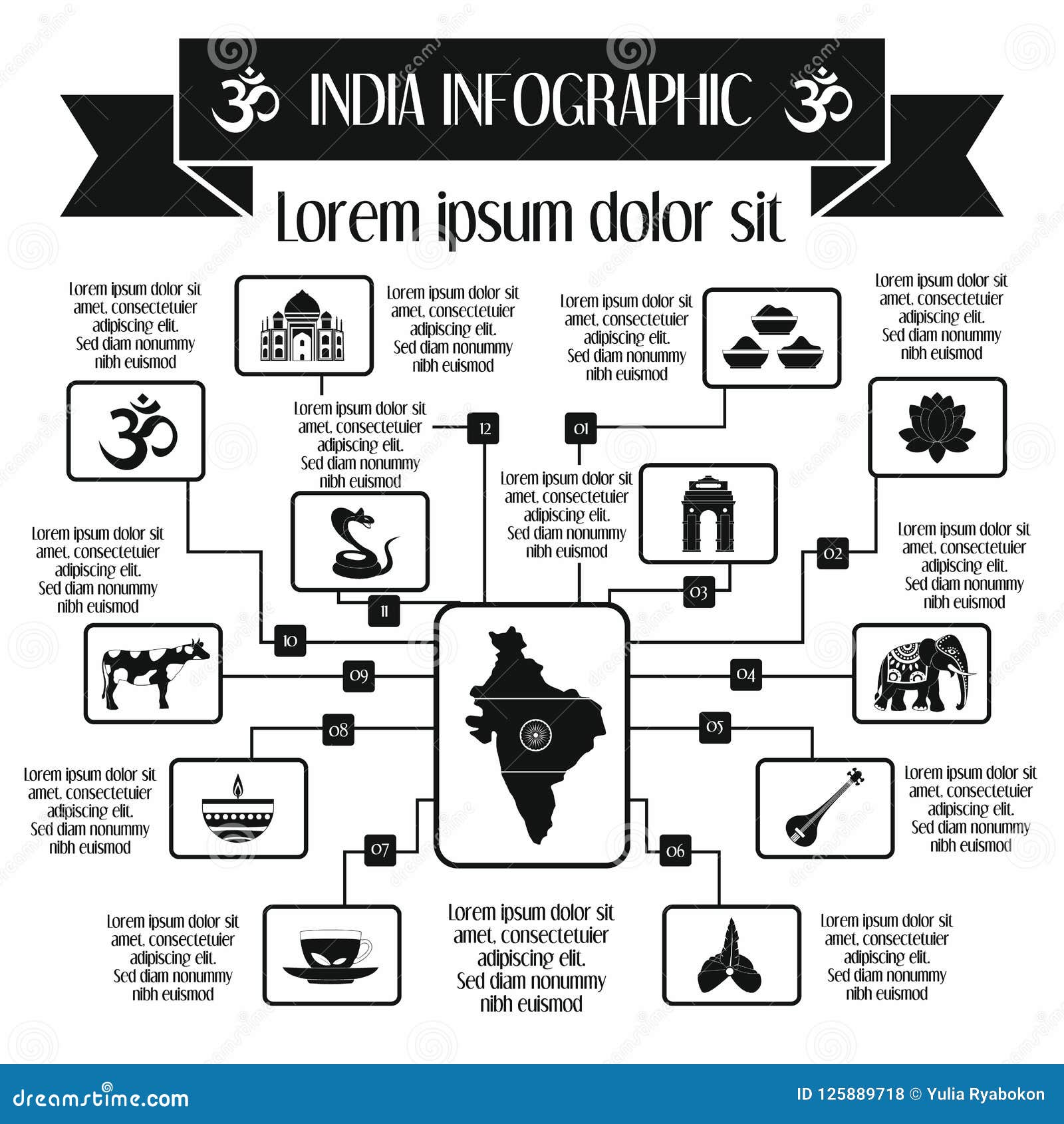 India Map With Infographic Elements. Infographics Layouts. Vector ...