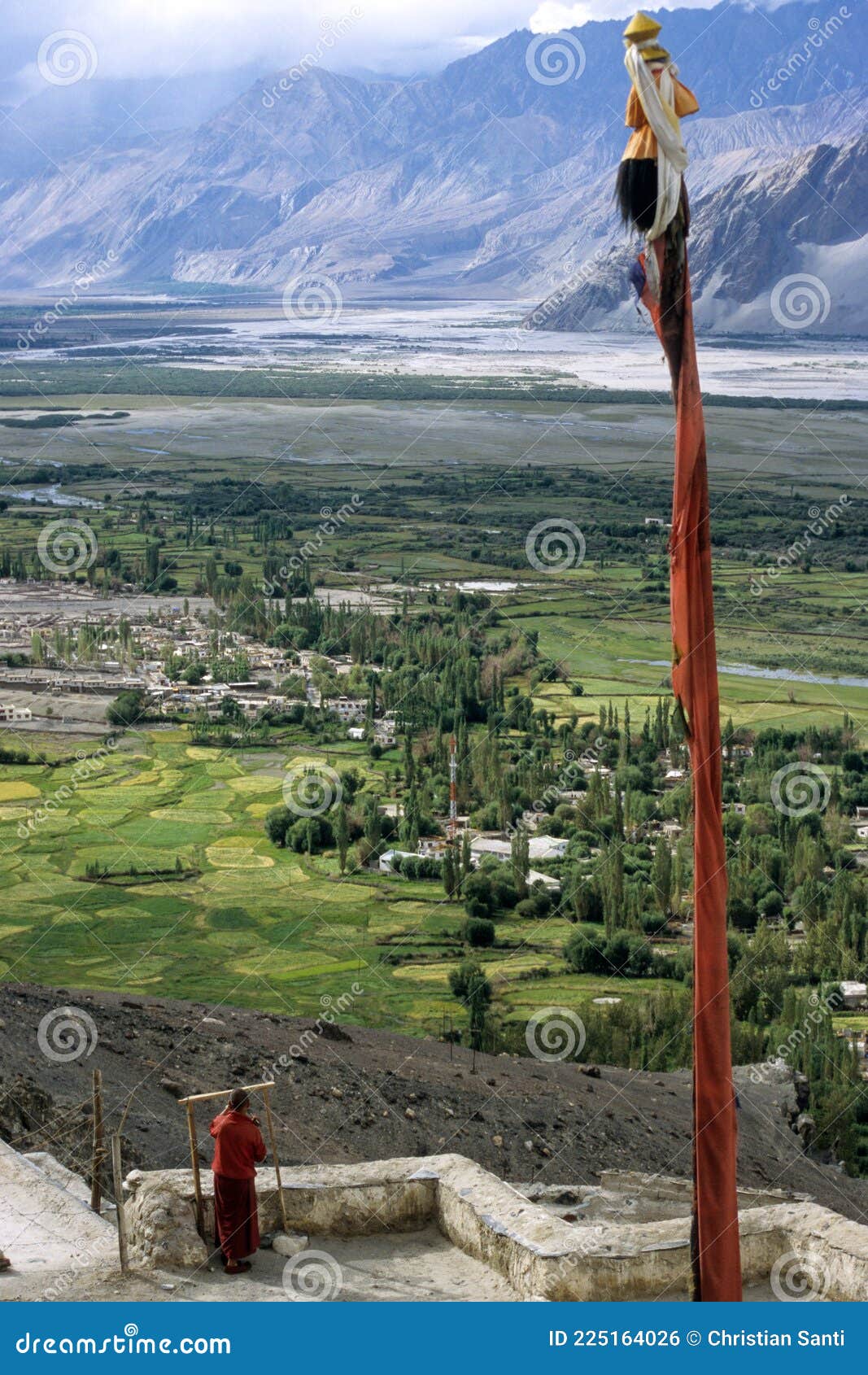Monk Rooftop Diskit Monastery Ladakh India Stock Photo - Image of ...