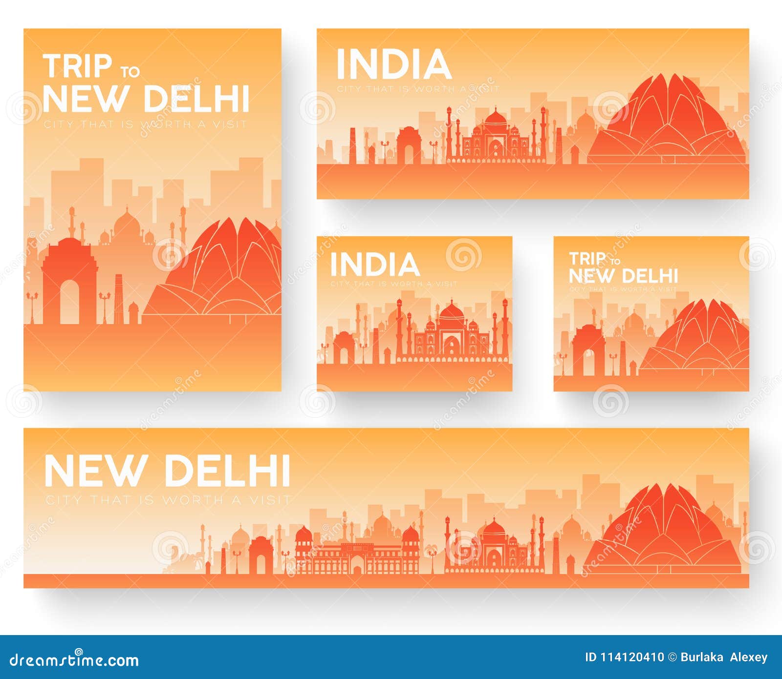 India Landscape Vector Banners Set. Vector Design Illustration Concept ...