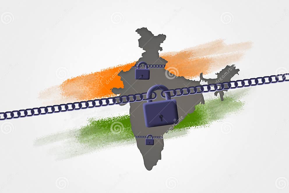 India Lock Down Concept , Corona Virus Lock Down Stock Illustration ...