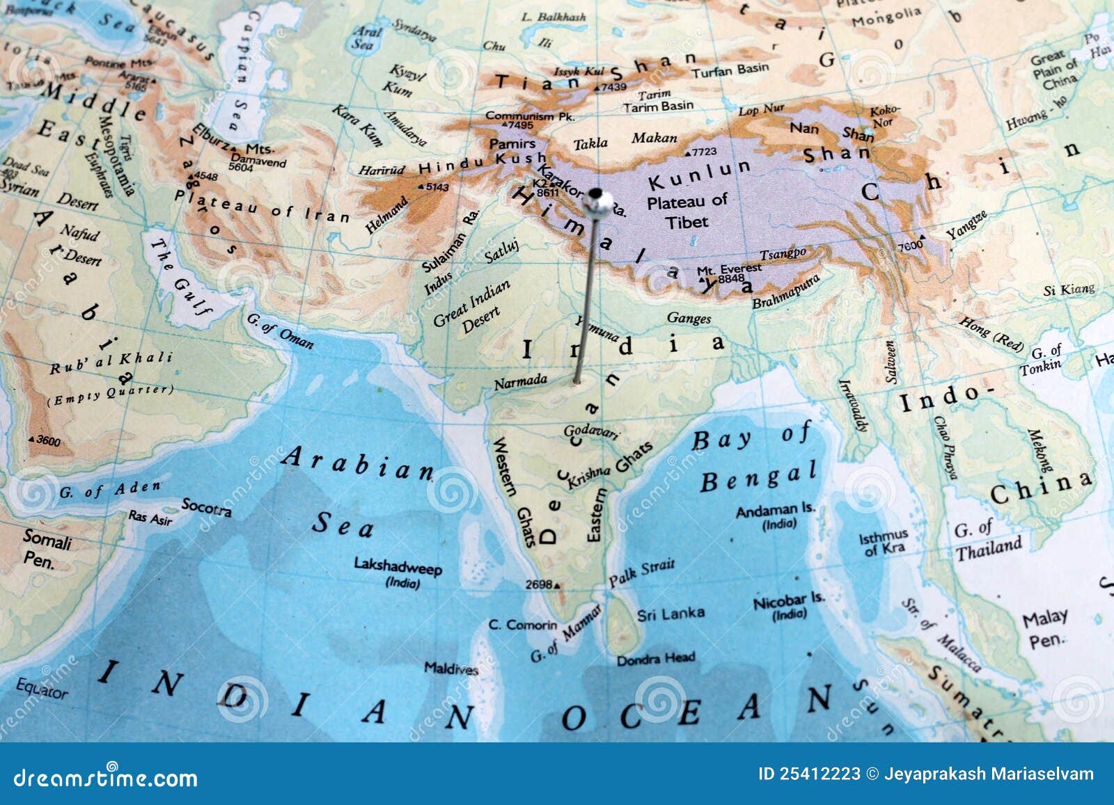 India in Map stock image. Image of marked, pinned, continent - 25412223