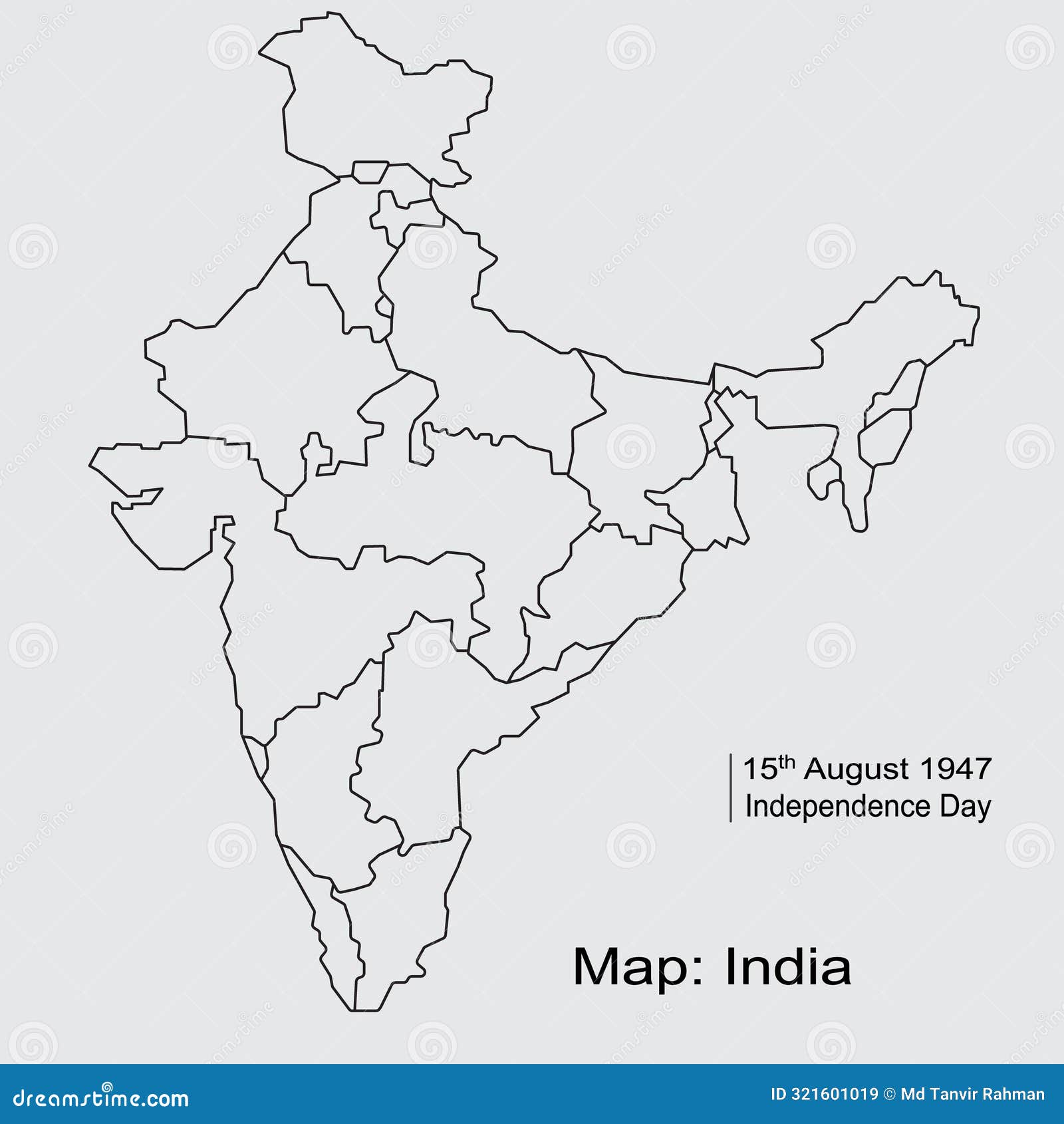 India Map of Black Contour Curves of Vector Illustration Stock Vector ...