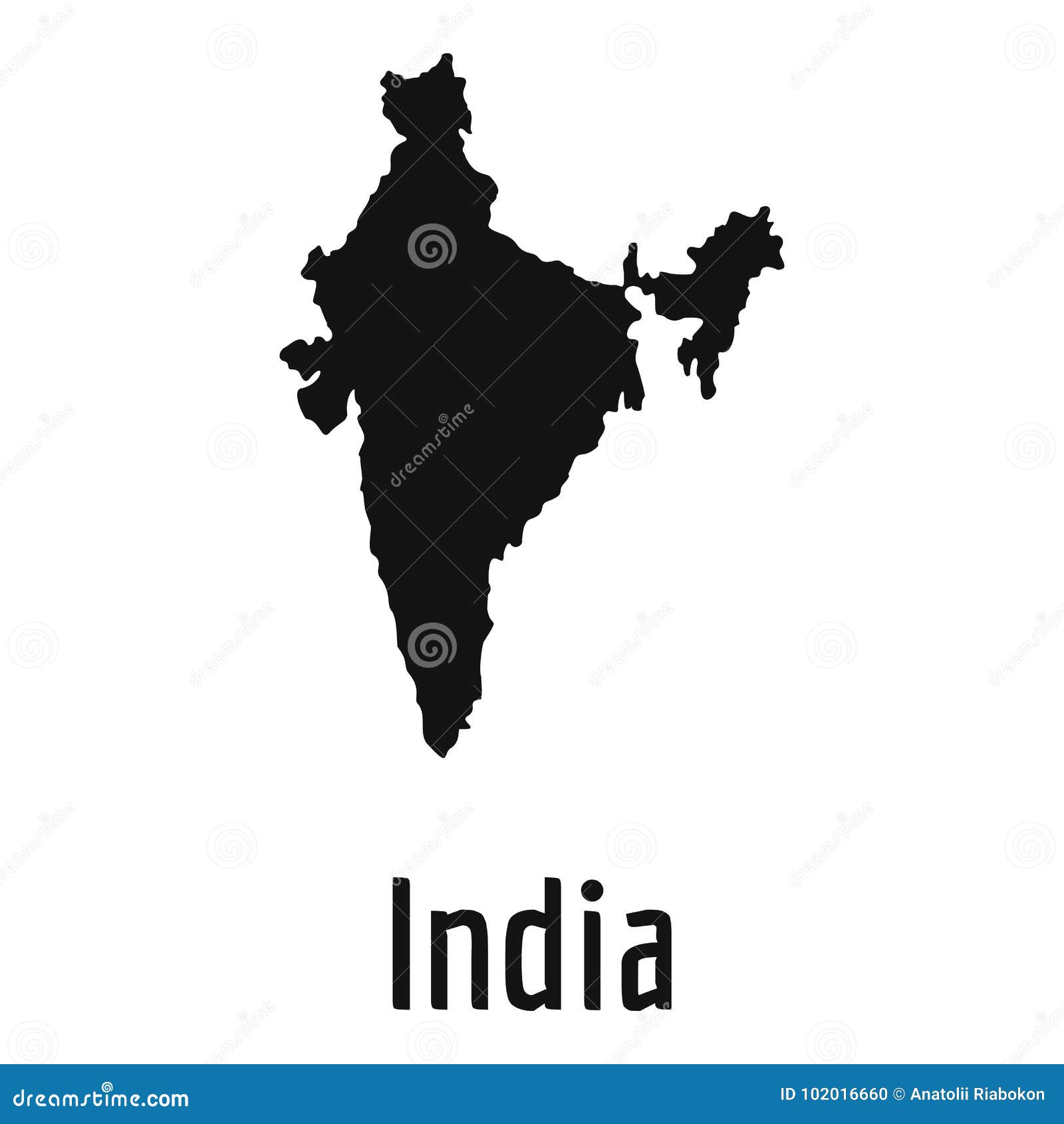 India Map in Black Vector Simple Stock Vector - Illustration of surface ...