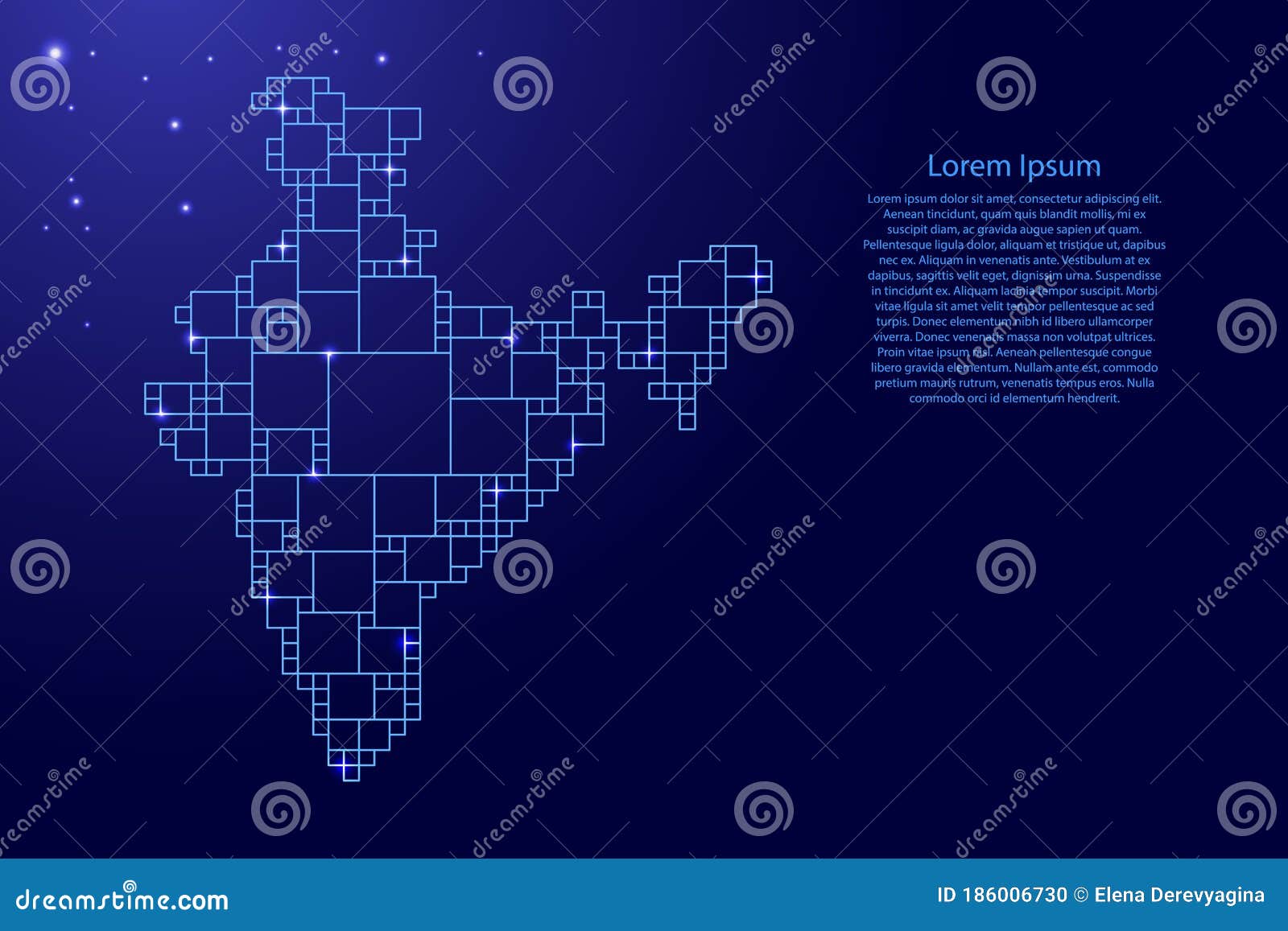 India Map from Blue Pattern from a Grid of Squares of Different Sizes ...