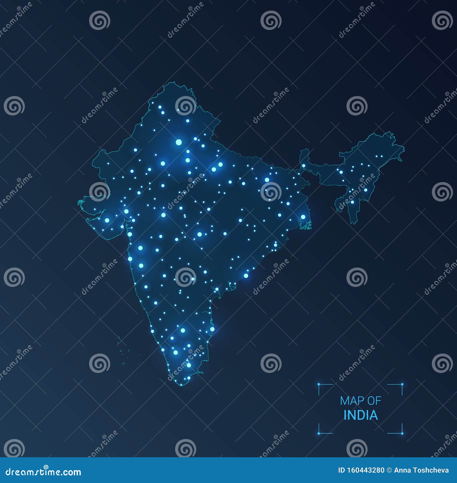 India map with cities. stock vector. Illustration of bright - 160443280