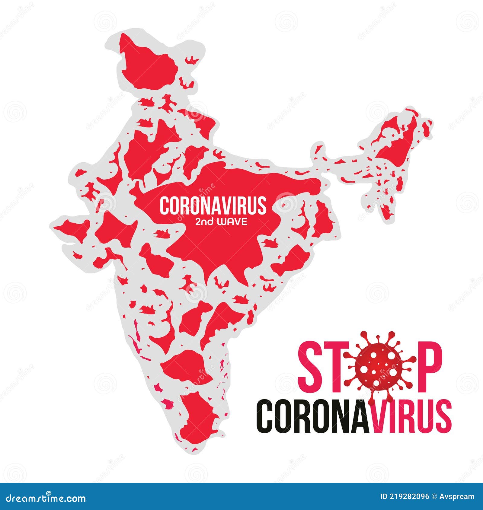 India Map with Covid-19 Virus 2nd Wave Lockdown Concept. Vector ...
