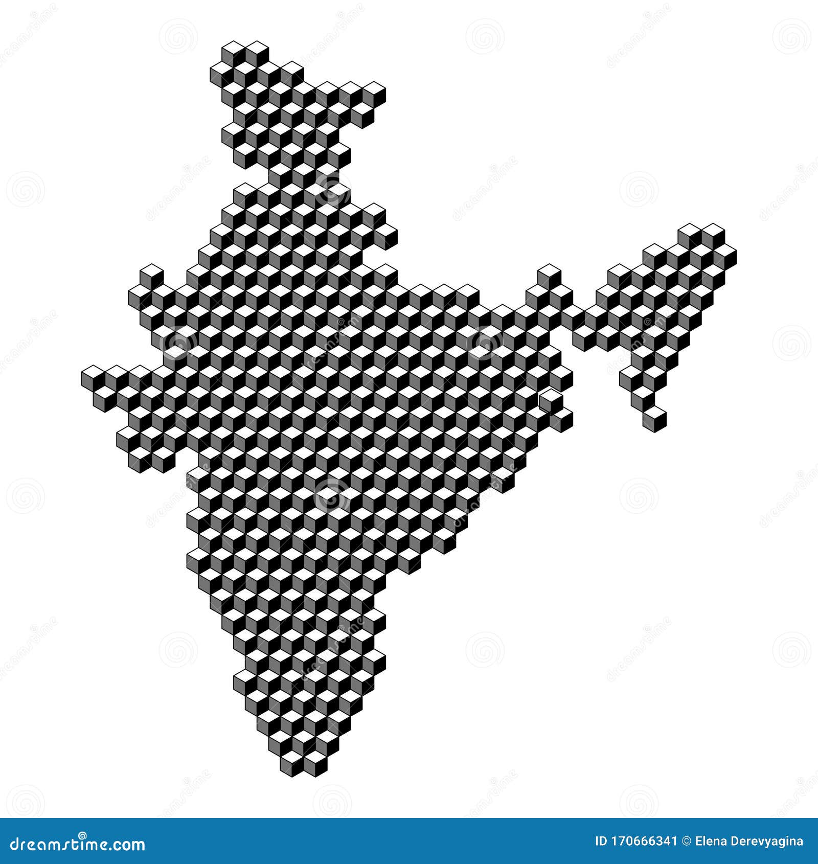India Map from 3D Black Cubes Isometric Abstract Concept, Square ...