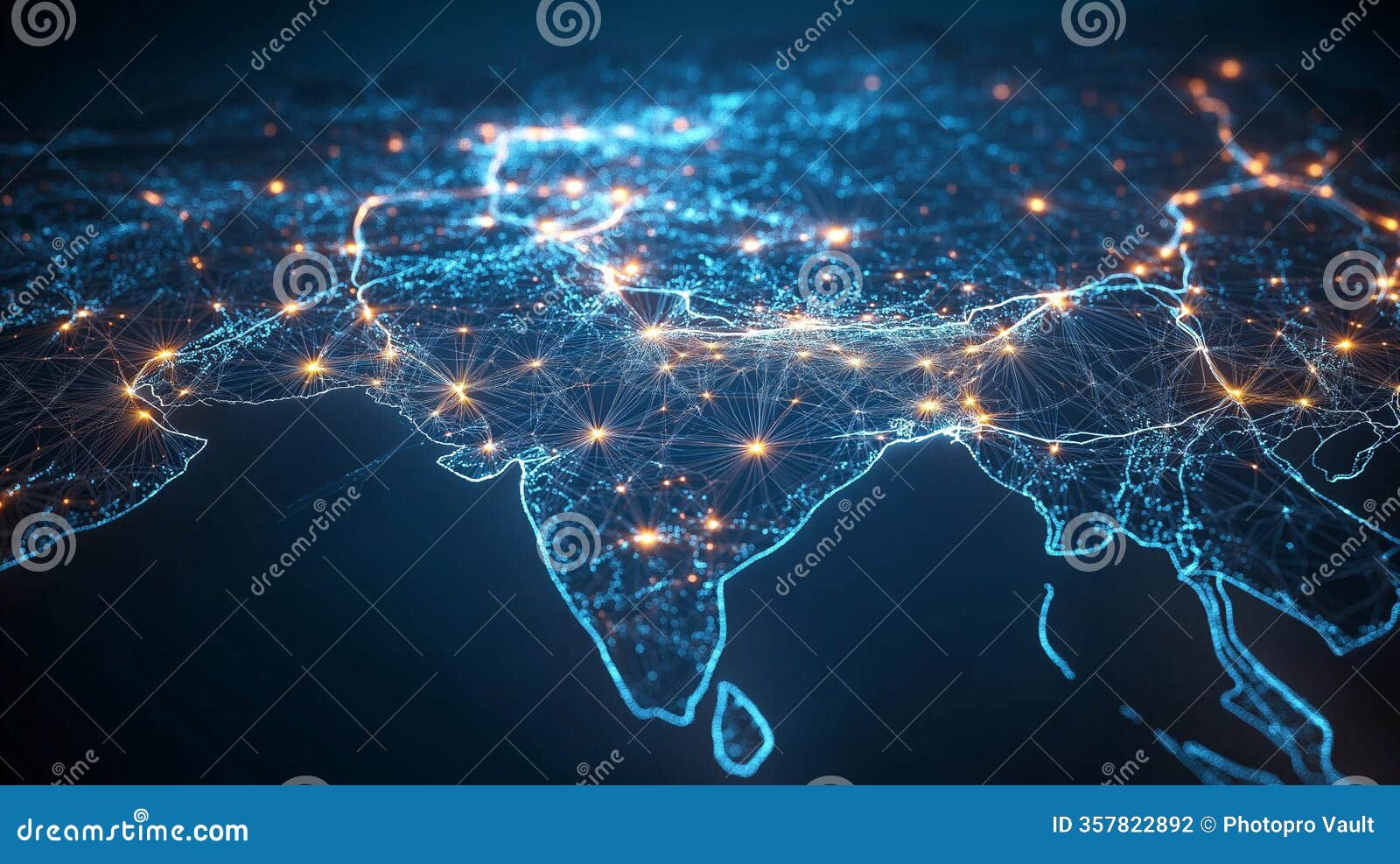 India Map Digital Network Abstract Illustration of a Scientific ...