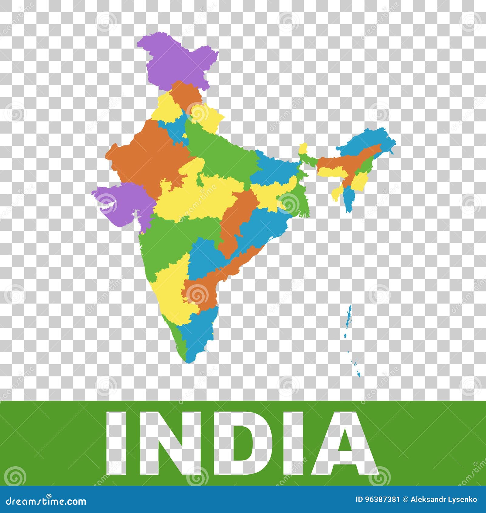 India Map with Federal States. Flat Vector Stock Vector - Illustration ...